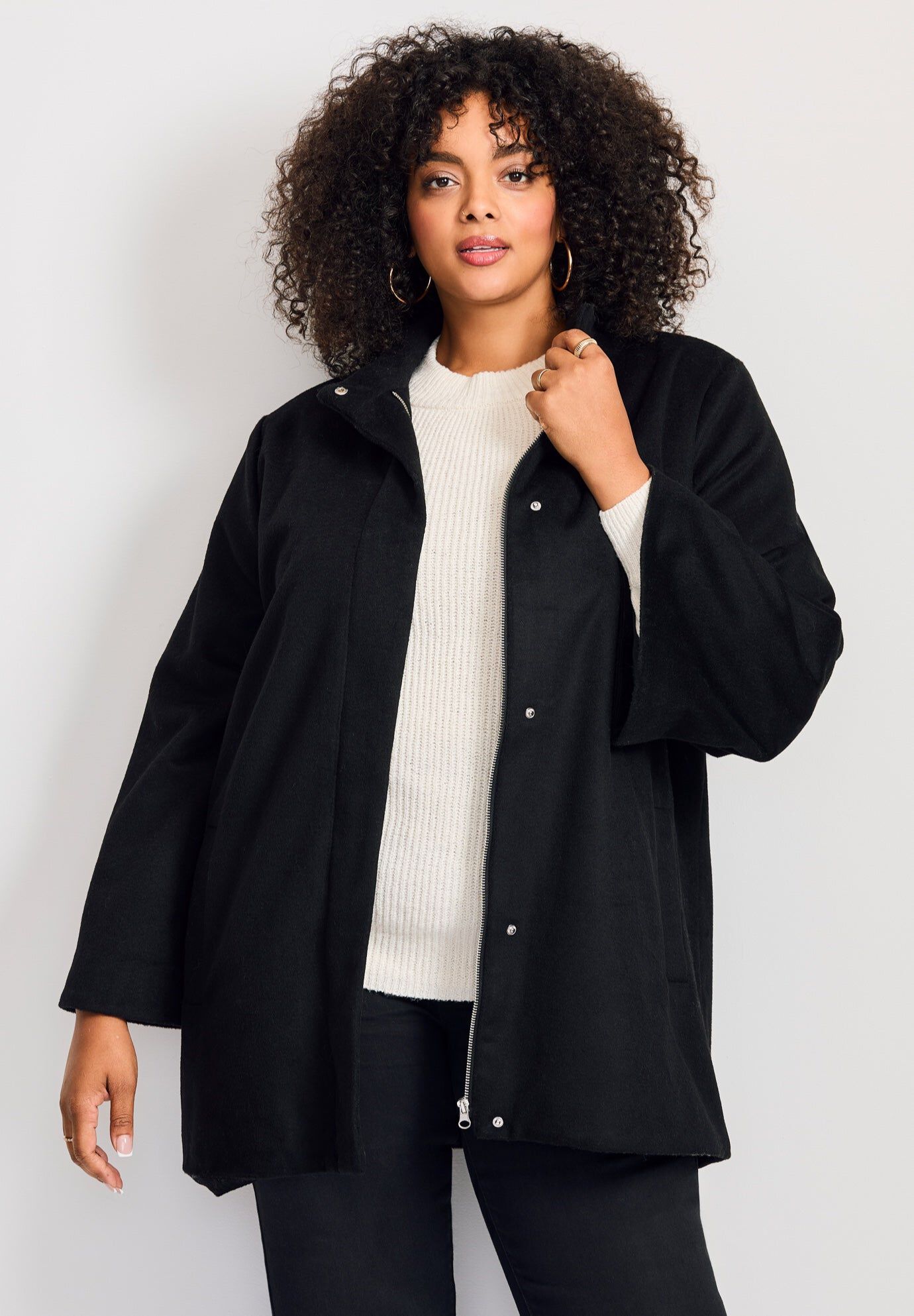 Brushed Wool Cape Coat | Catherines