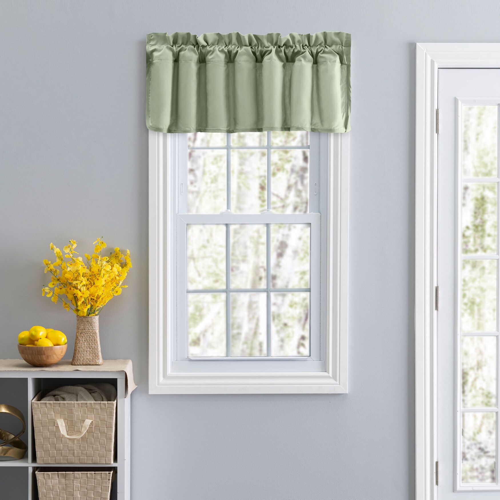 Stacey Lined Swag Set Filler Valance - 42x13, Sage | Catherines