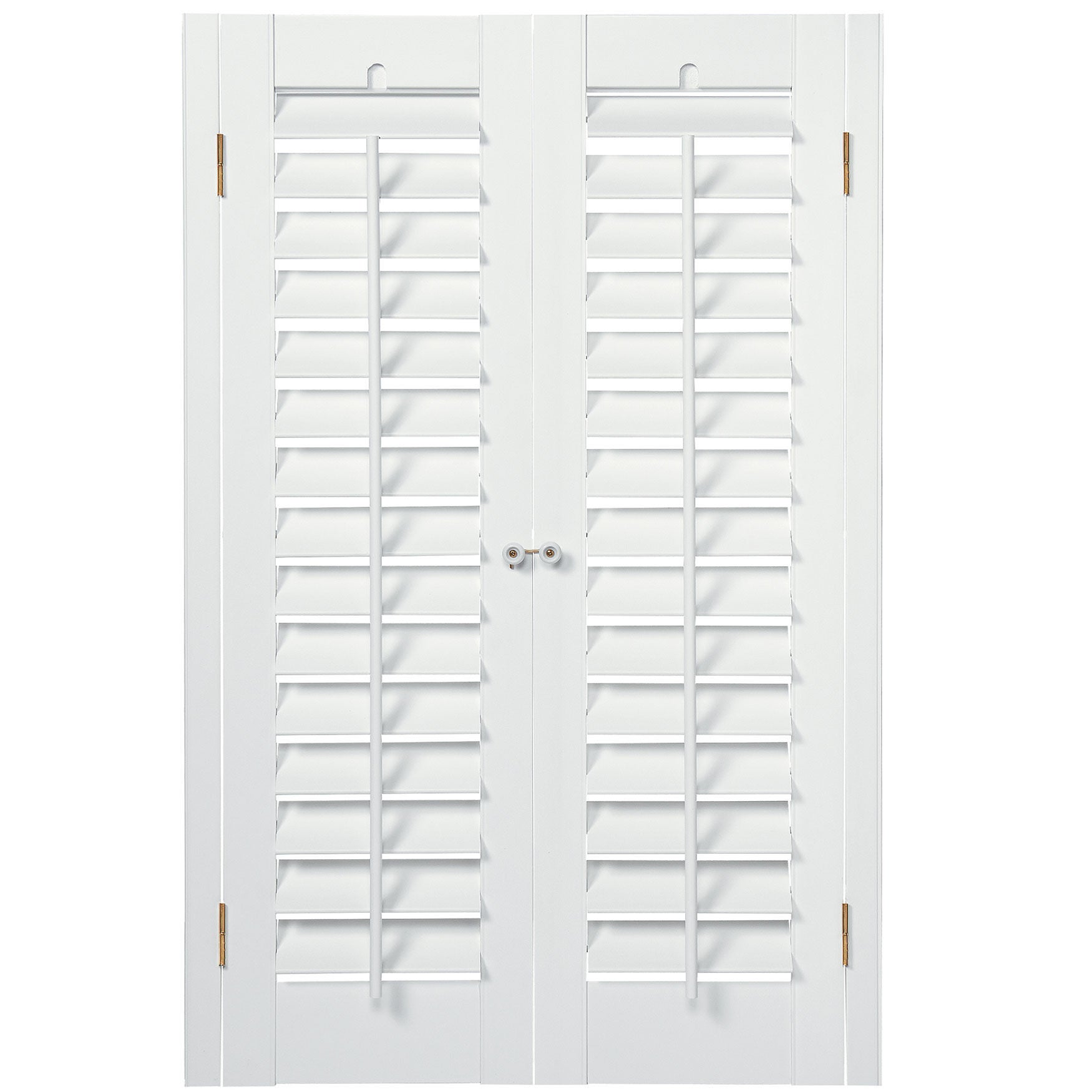 Wide Louver PVC Faux Wood Shutter, White | Catherines
