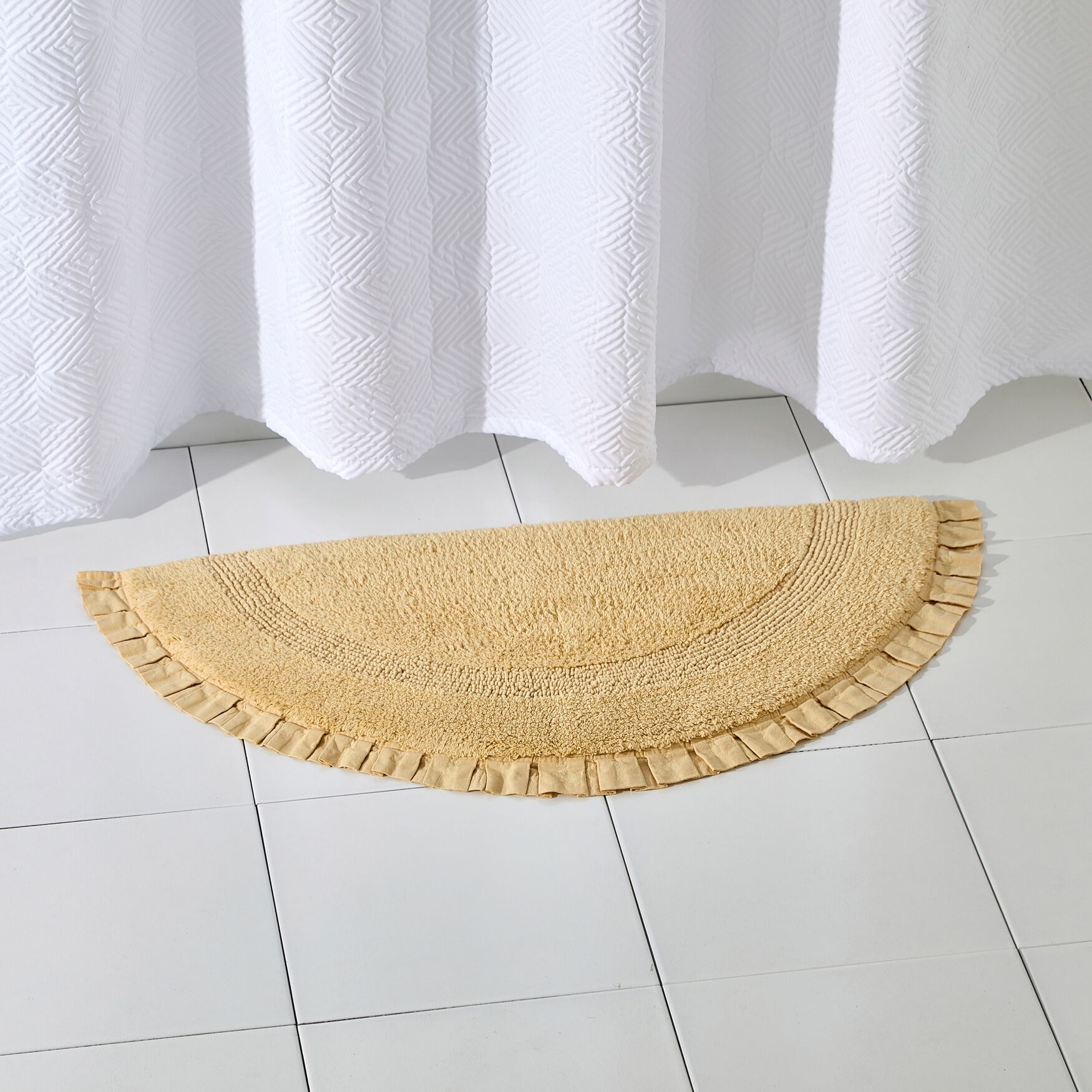 Half Round Ruffle Bath Rug | Catherines