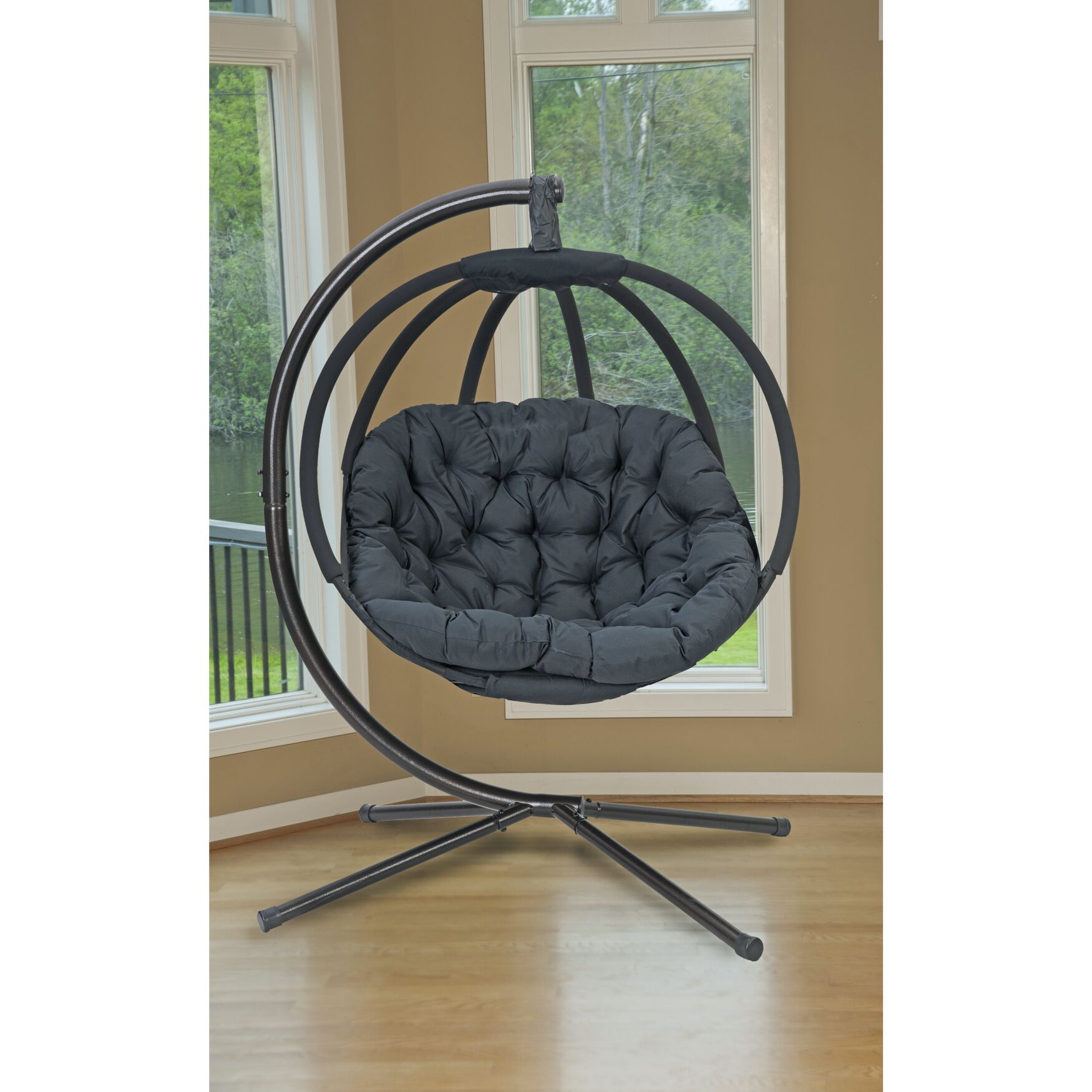 Modern Hanging Ball Chair - Overland Style, Black | Catherines