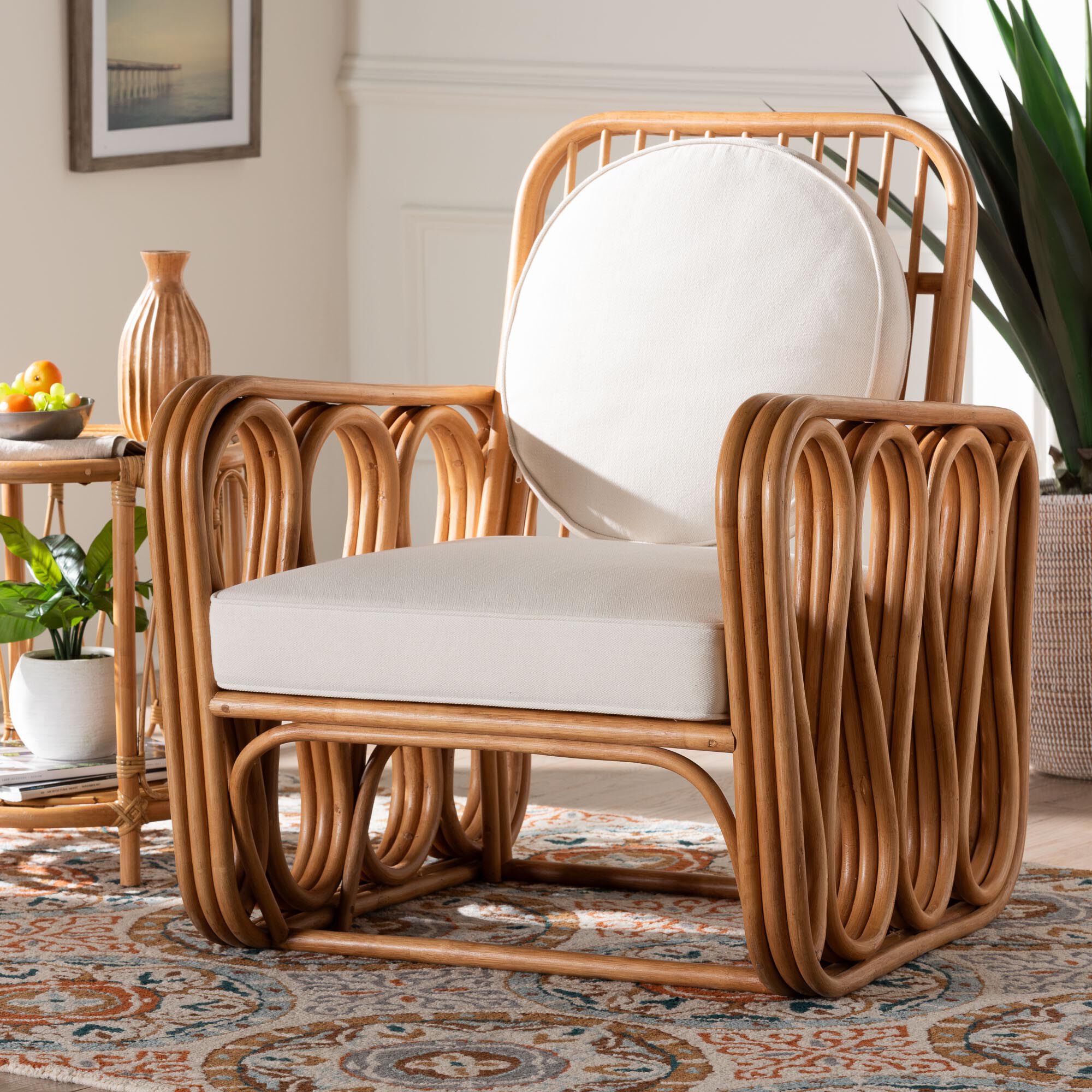 Tiramisu Bohemian Light Honey Rattan Arm Chair | Catherines