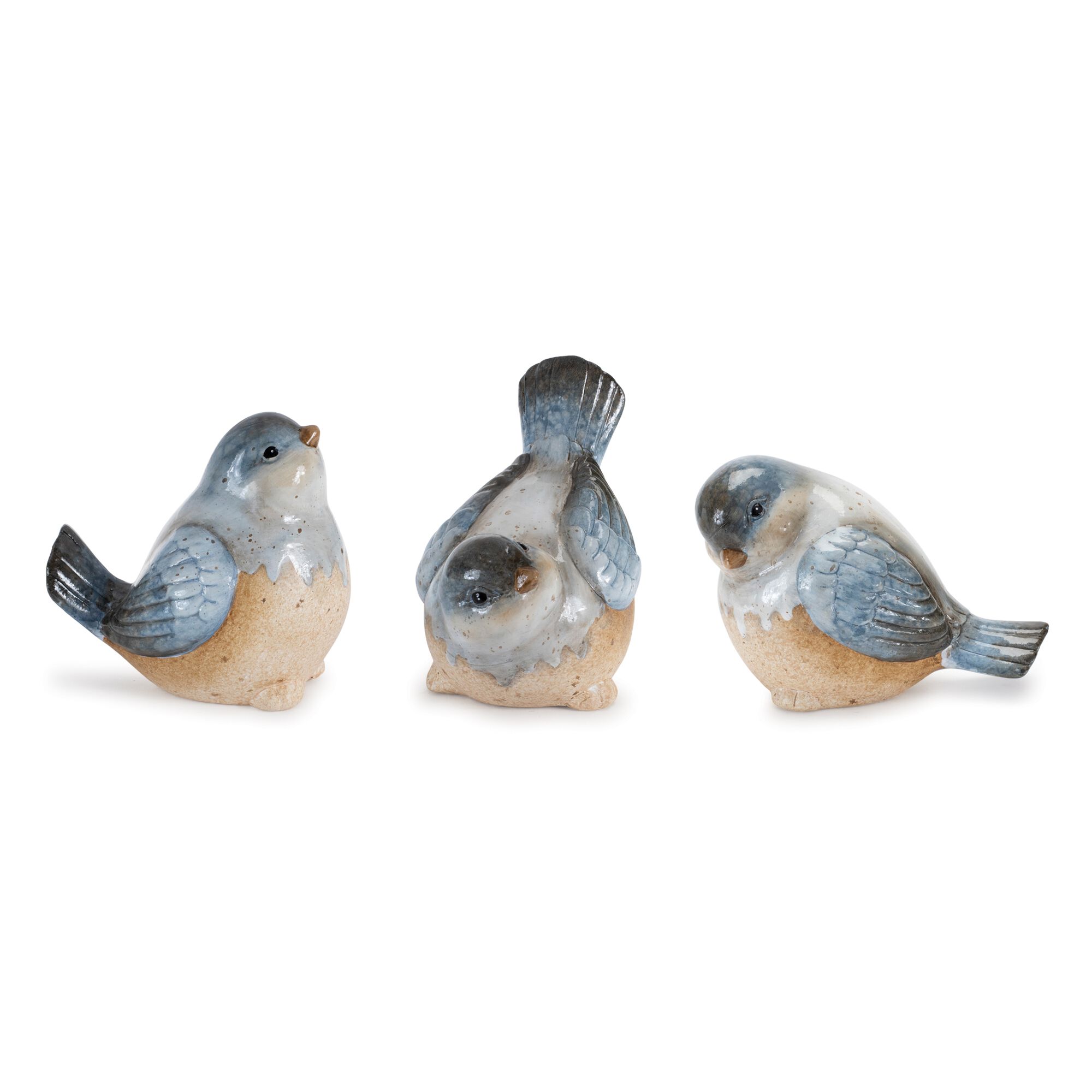 Ceramic Bird Figurines with Unglazed Accents (Set of 3) | Catherines