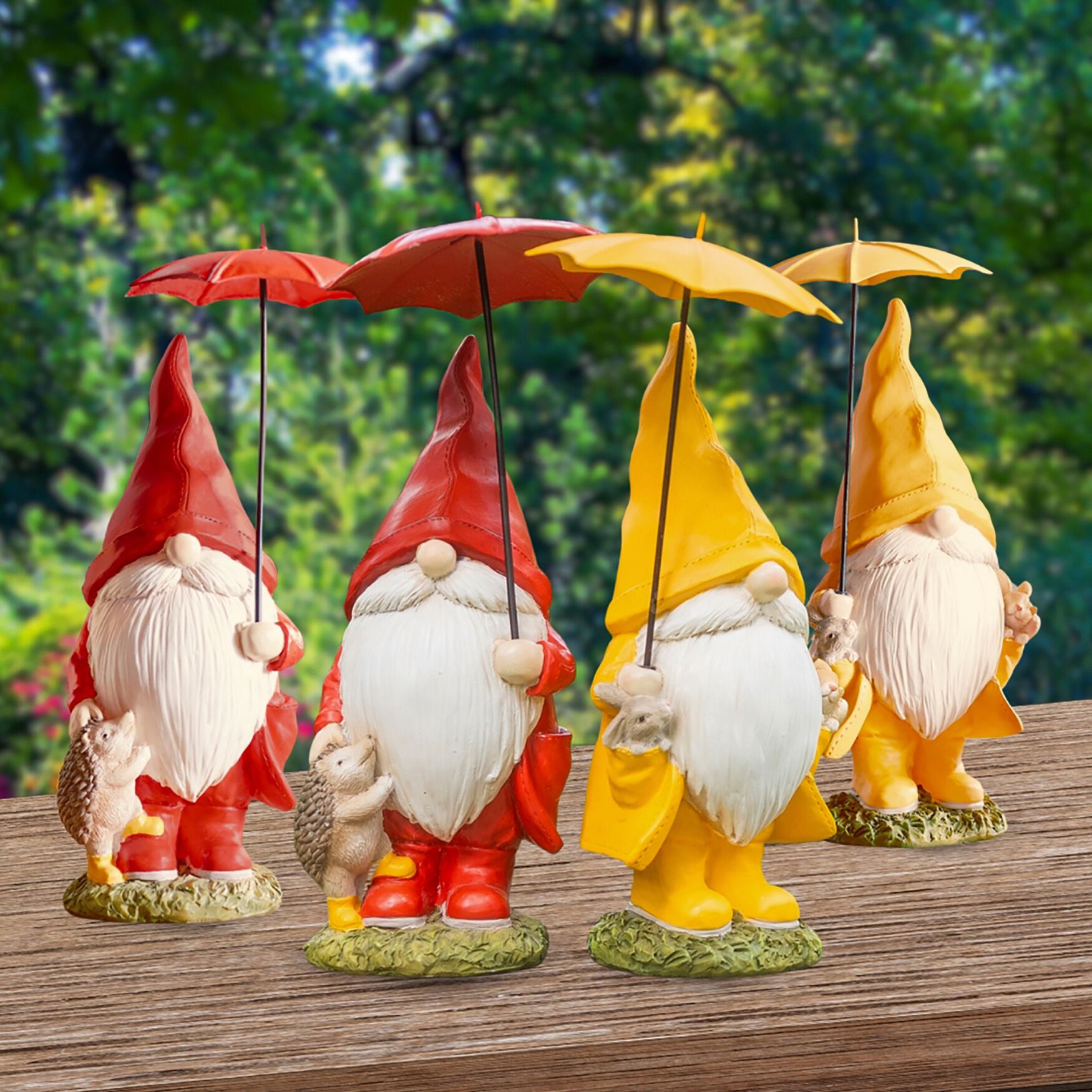 Garden Gnomes Set with Umbrella & Animals, 4498457 | Catherines