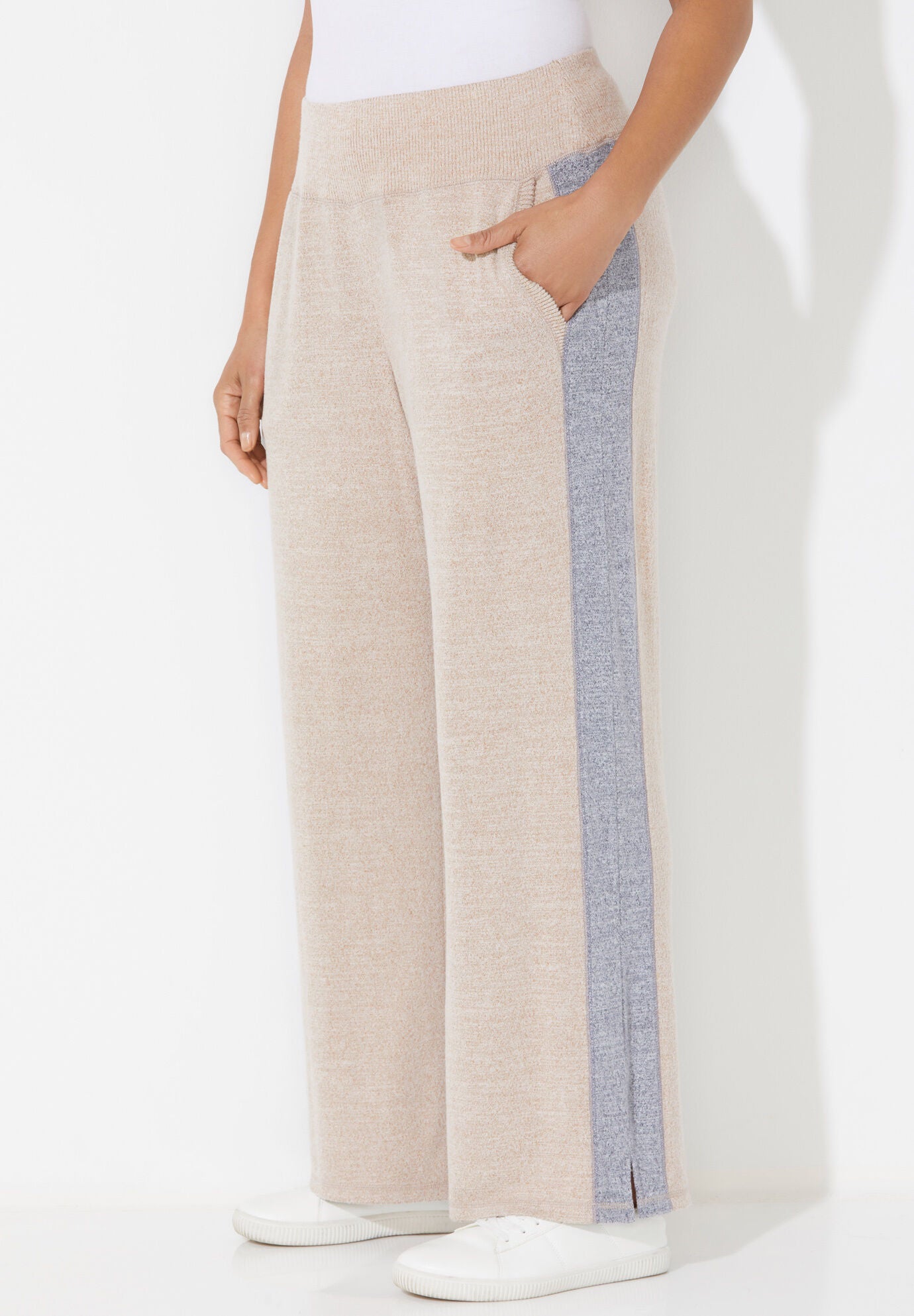 Wide Leg Impossibly Soft Pant with Side Slits, Butter Toffee Heather ...