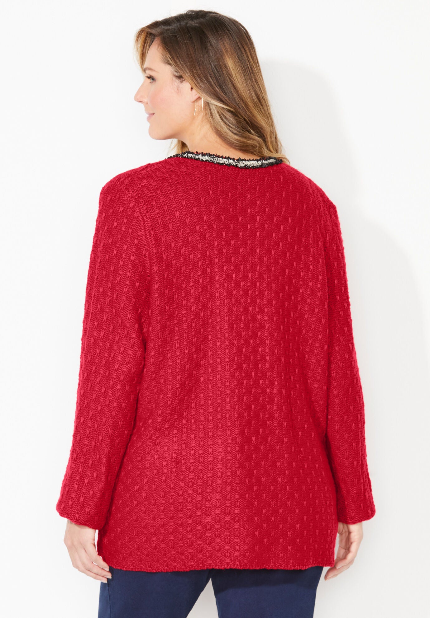 Iconic Cardigan Blazer - Liz&Me® Style, Classic Red | Catherines