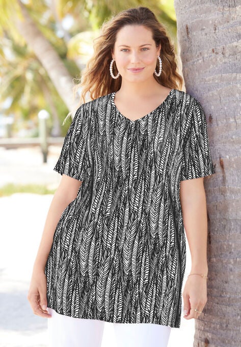 Easy Fit Short Sleeve V-Neck Tunic | Catherines