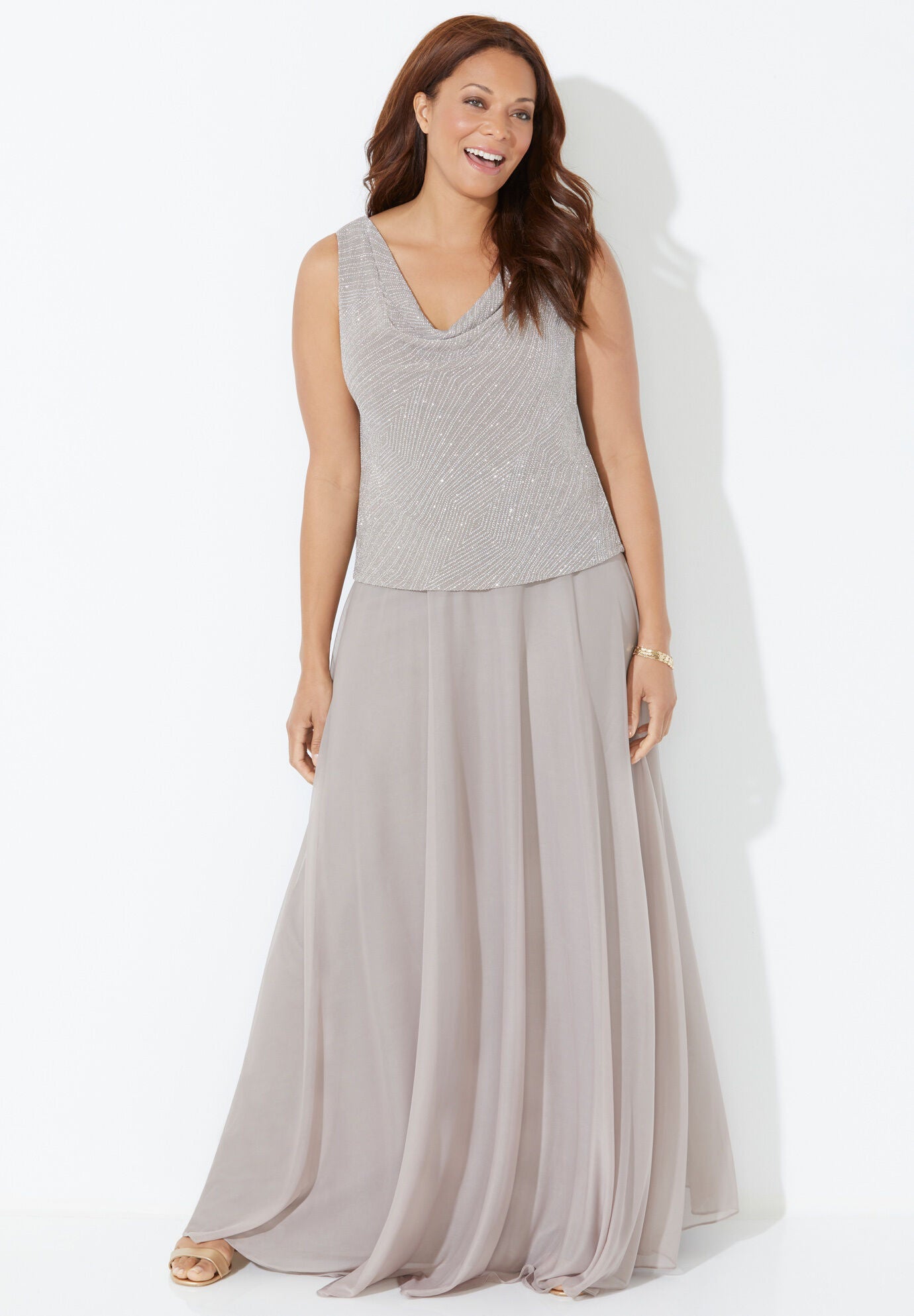 Glimmer Jacket Dress for Weddings & Galas, Champagne | Catherines