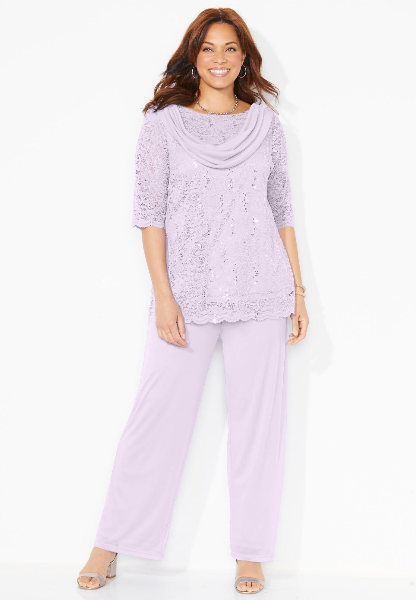 Sparkle & Lace Pant Set | Catherines