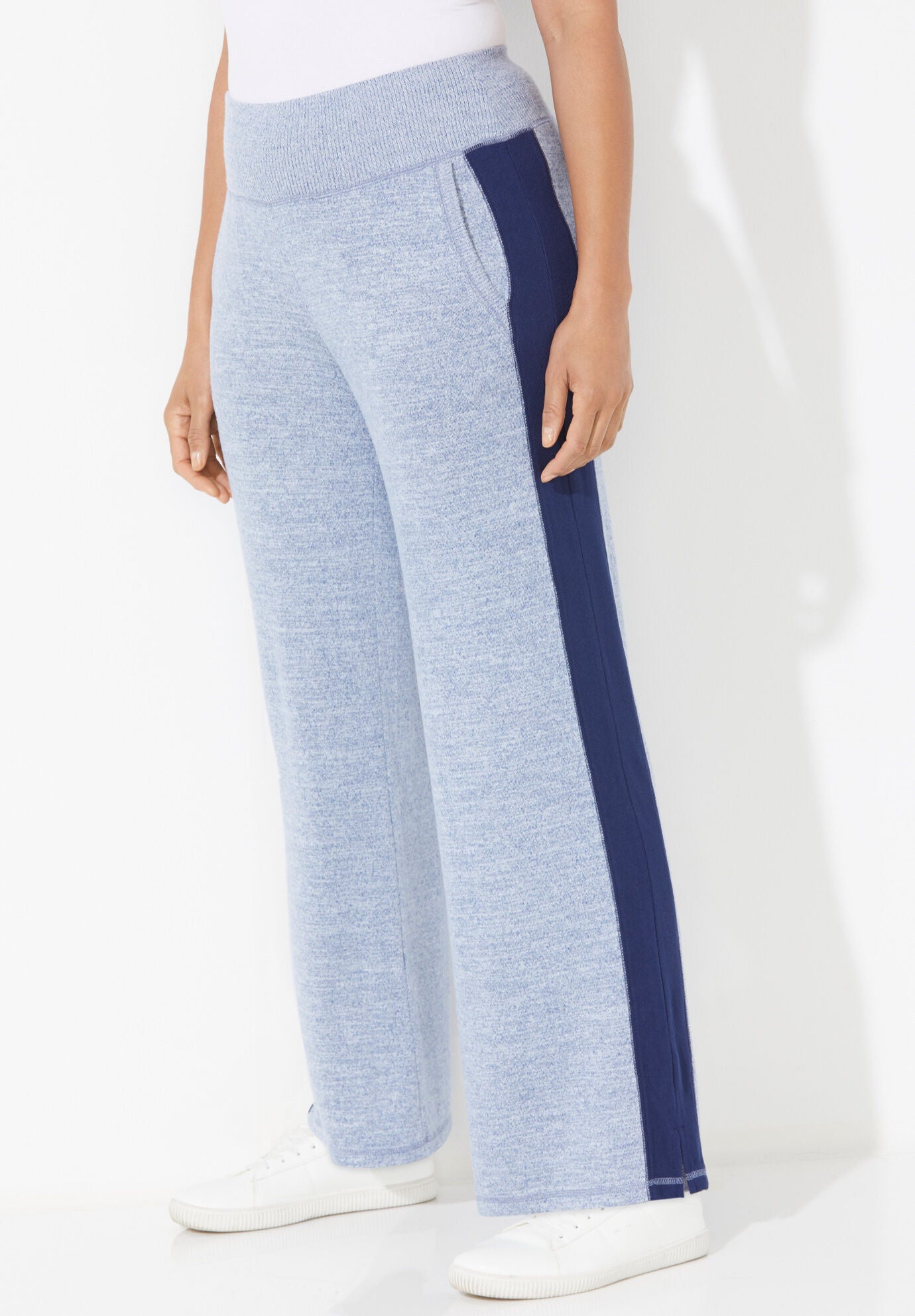 Wide Leg Impossibly Soft Pant with Side Slits, Royal Navy With Navy ...