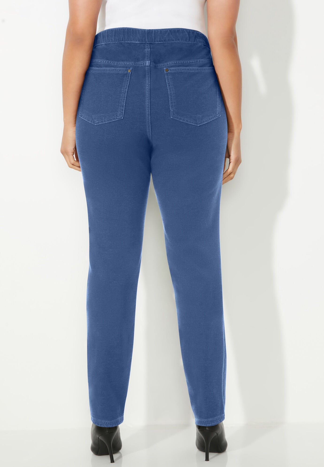 Knit Jean with Pockets - Slim Fit French Terry, Comfort Wash | Catherines