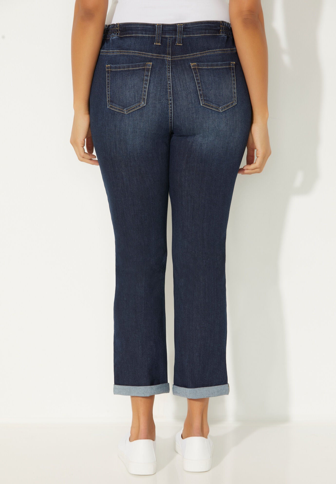 Girlfriend Roll Cuff Jean – Relaxed, Super Stretchy Denim, Staci Wash ...