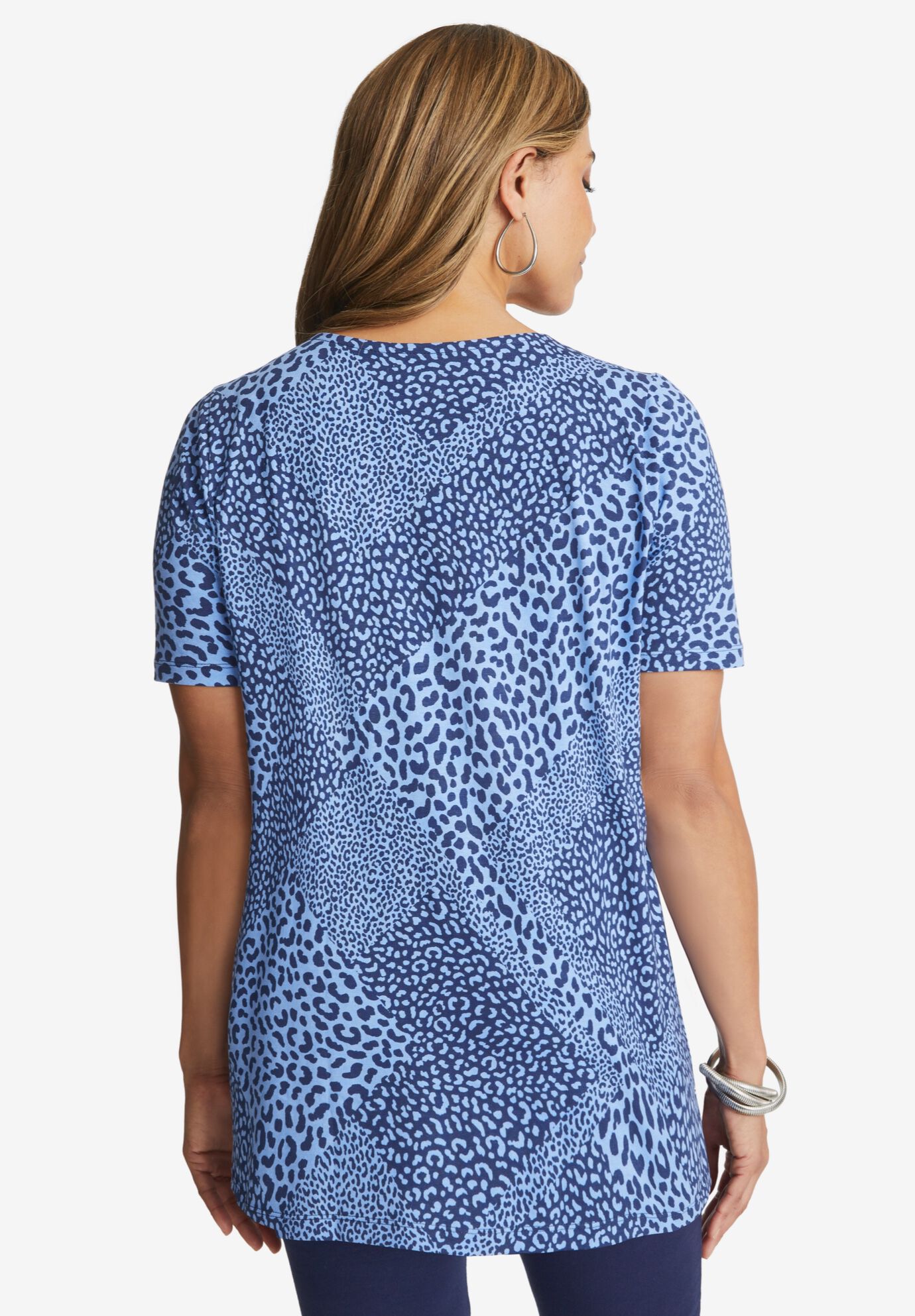 Stretch Cotton Square Neck Tunic - A-Line Fit, Dark Sapphire | Catherines