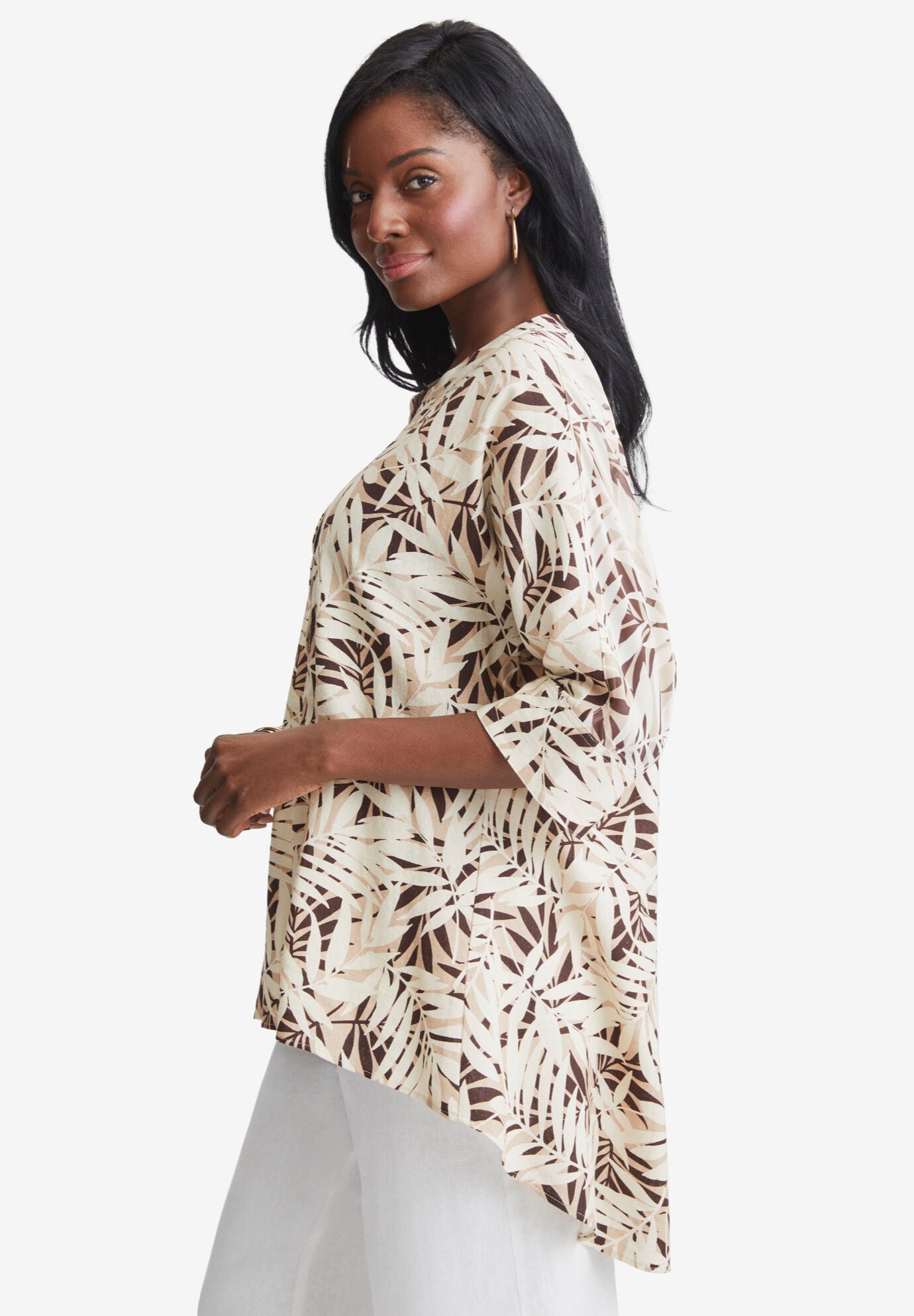 Hi-Low Linen Tunic for 36" Length Style, White | Catherines