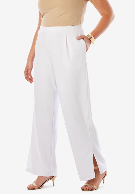 Knit Crepe Side-Slit Pant | Catherines
