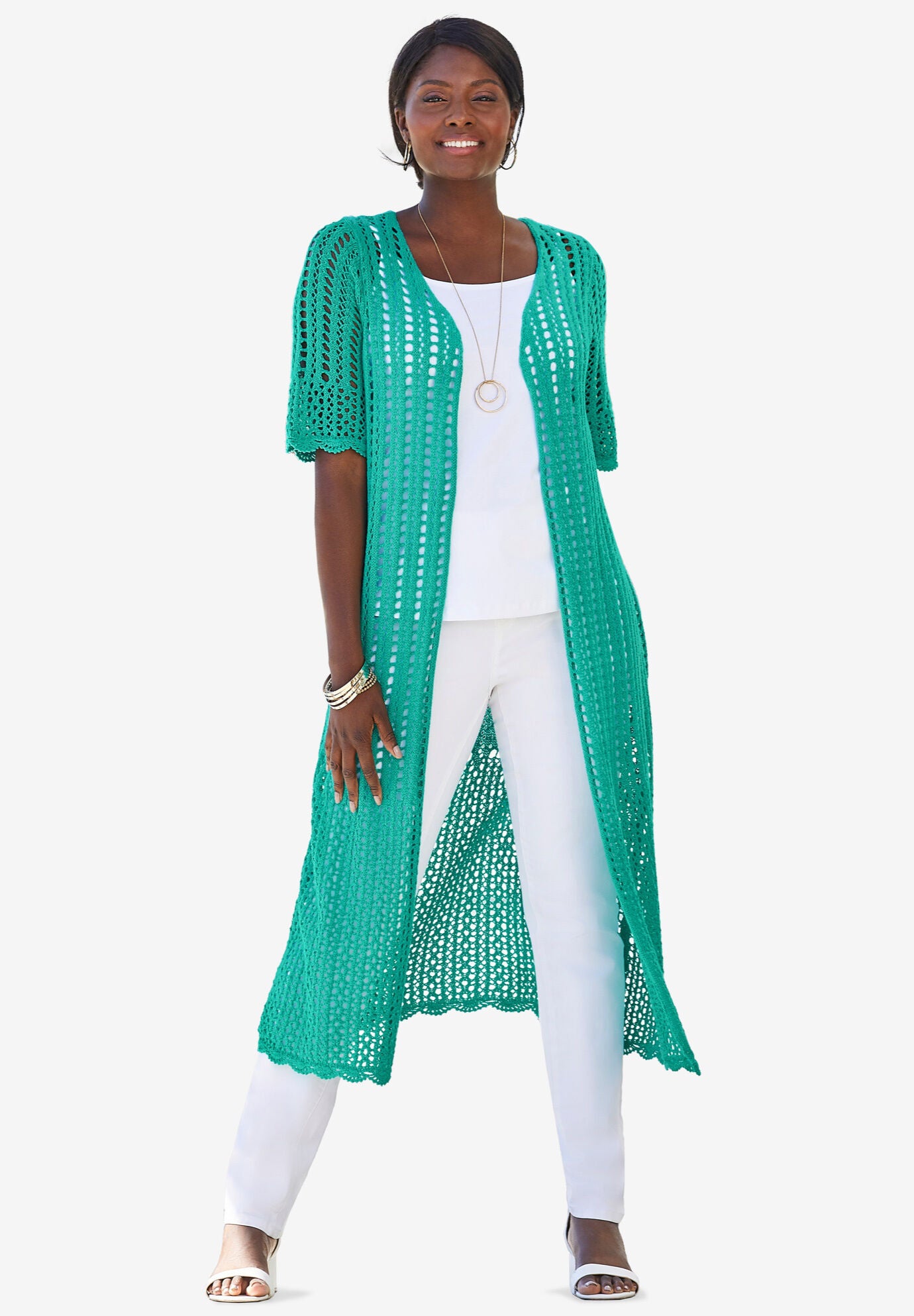 Scalloped Crochet Sweater Duster | Catherines
