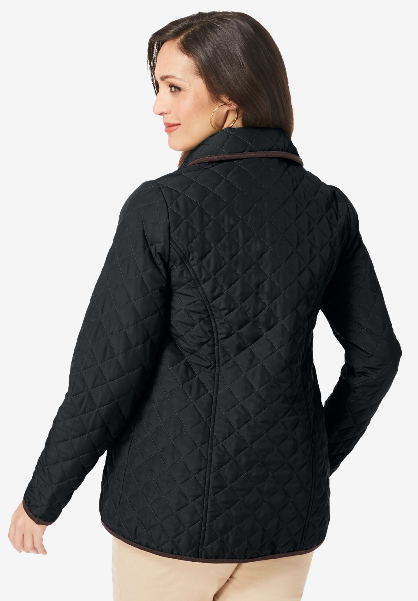 Snap-Front Quilted Coat for Winter, French Blue | Catherines