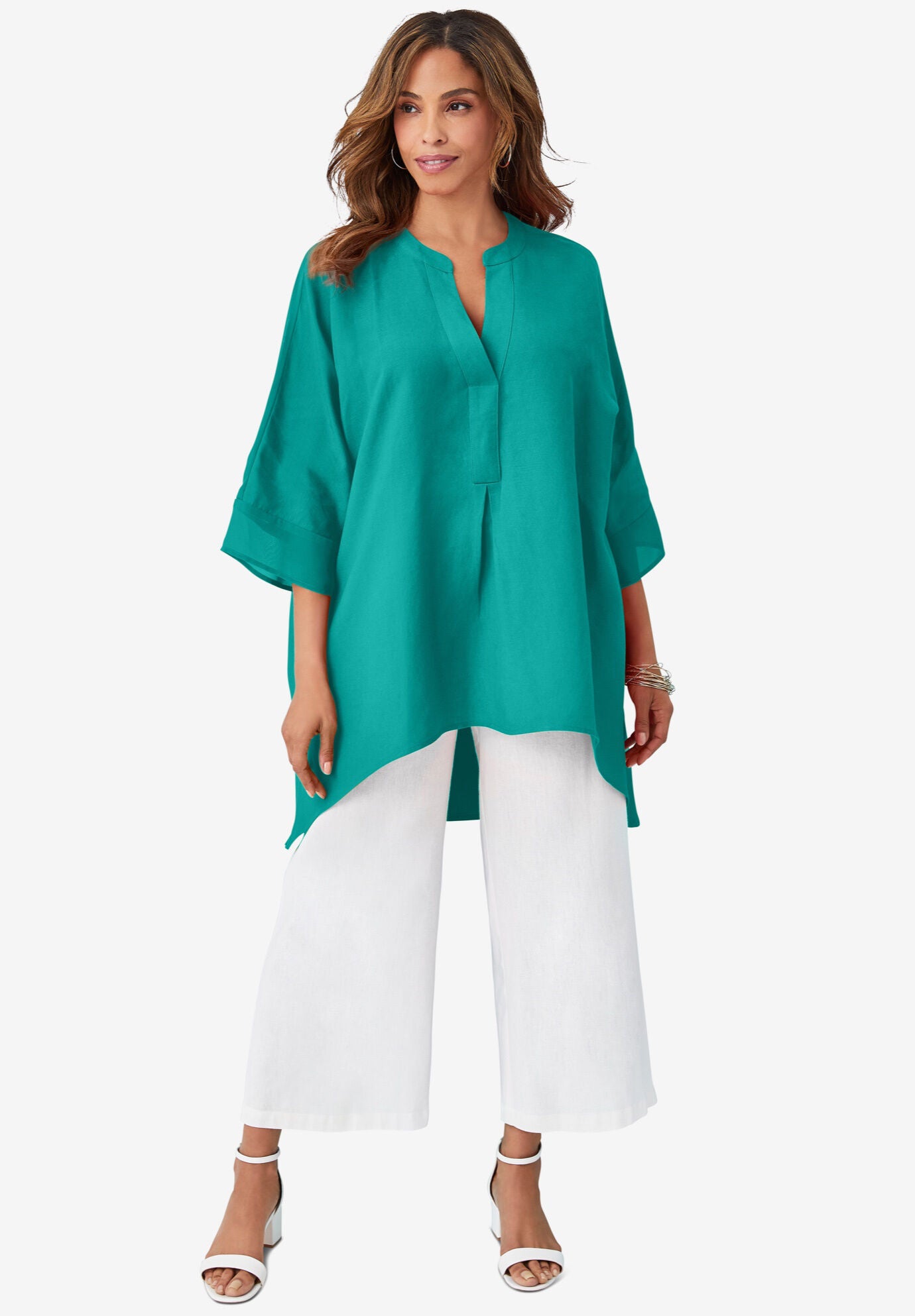 Hi-Low Linen Tunic for 36" Length Style, Waterfall | Catherines