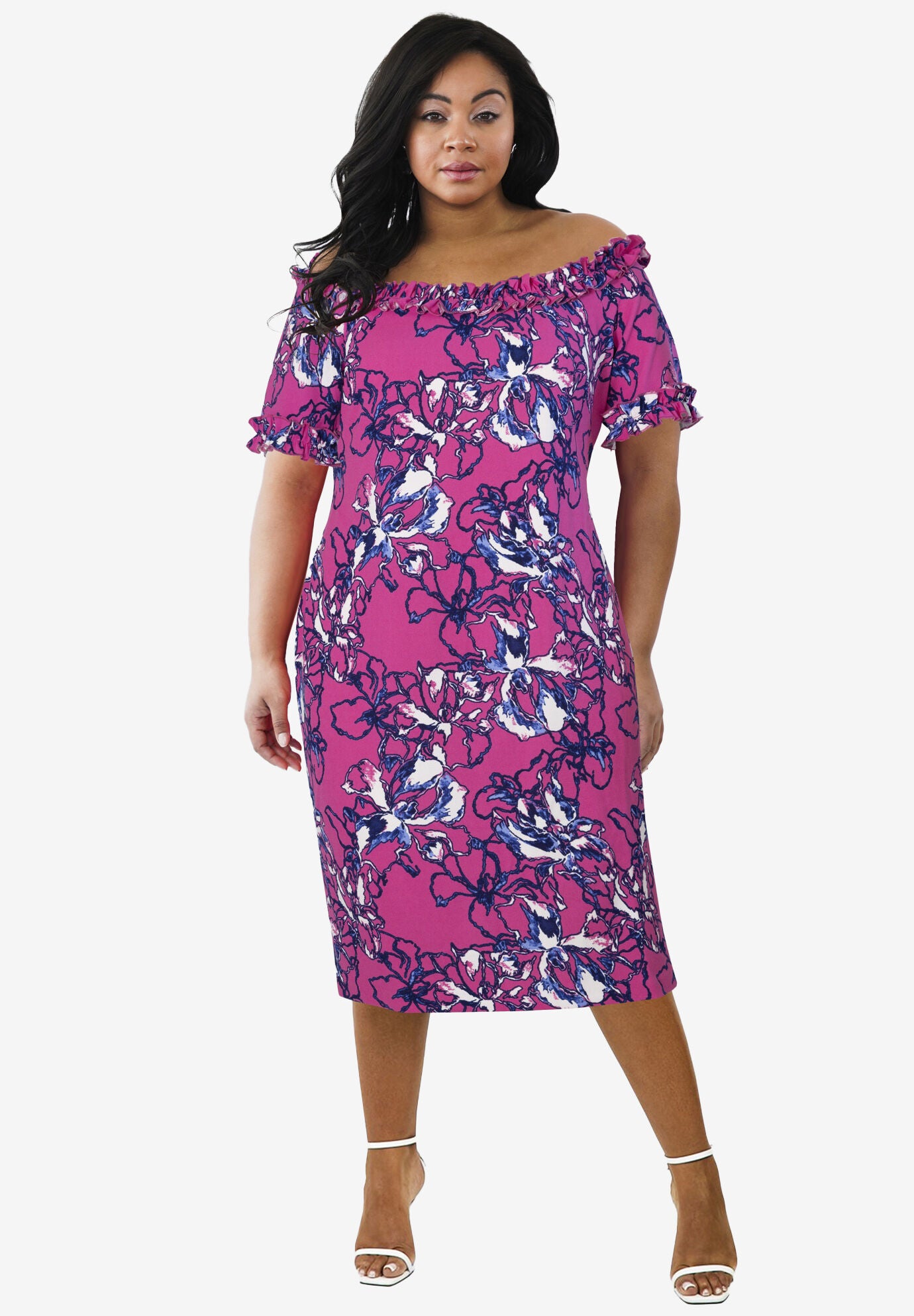 Misses Size Floral Midi Dress | Catherines