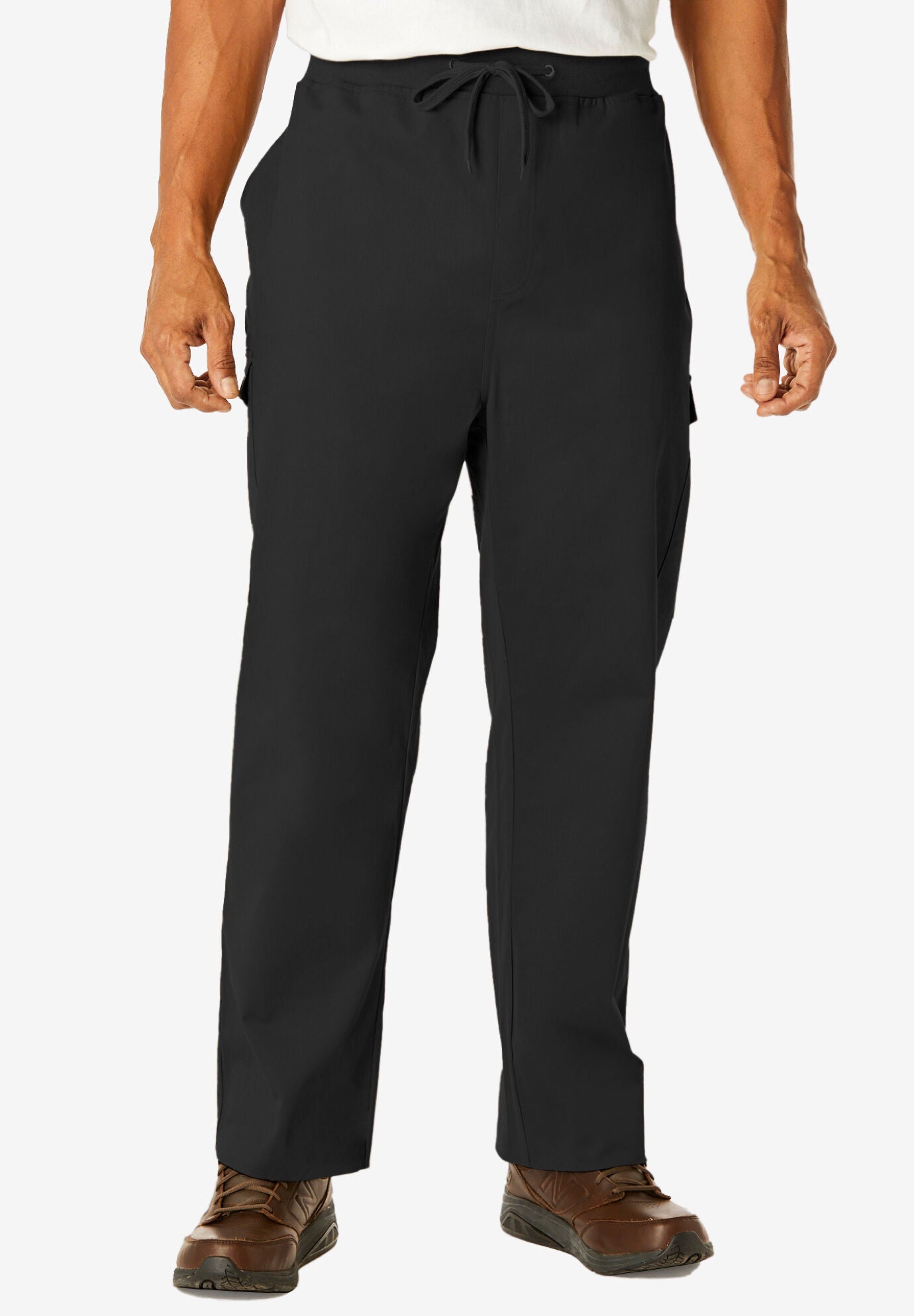 Ribbed Elastic Waist Stretch Cargo Pant | Catherines