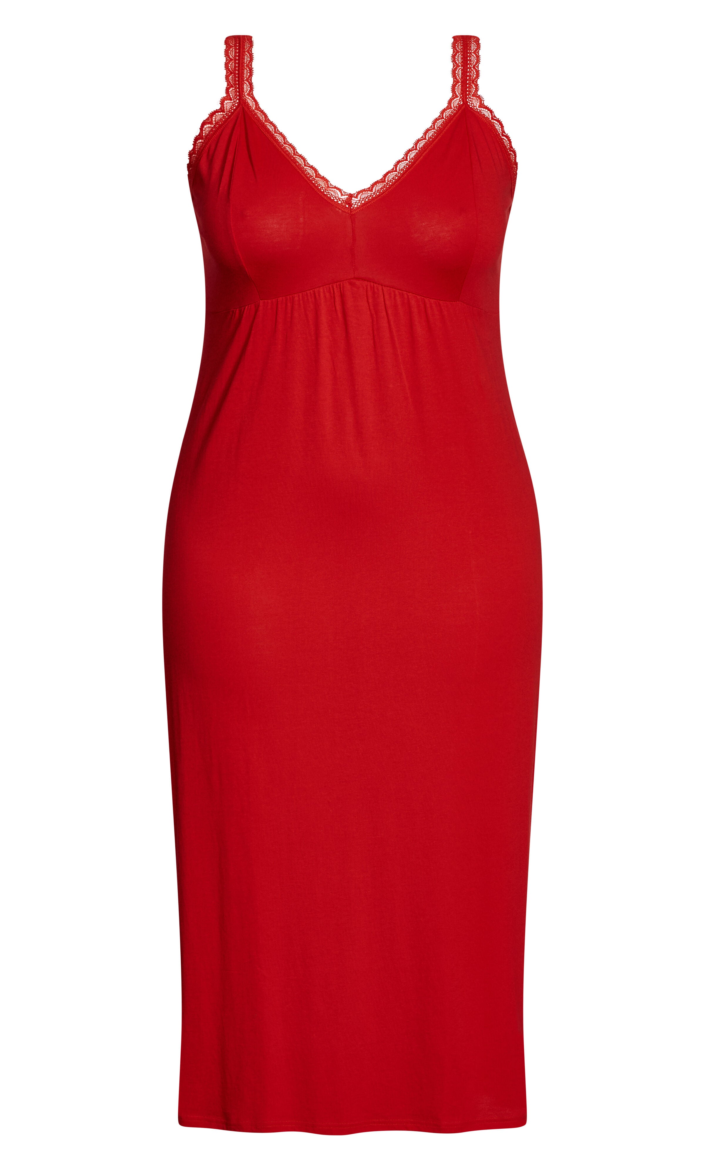 Lace Trim Maxi Sleep Dress - red | Catherines