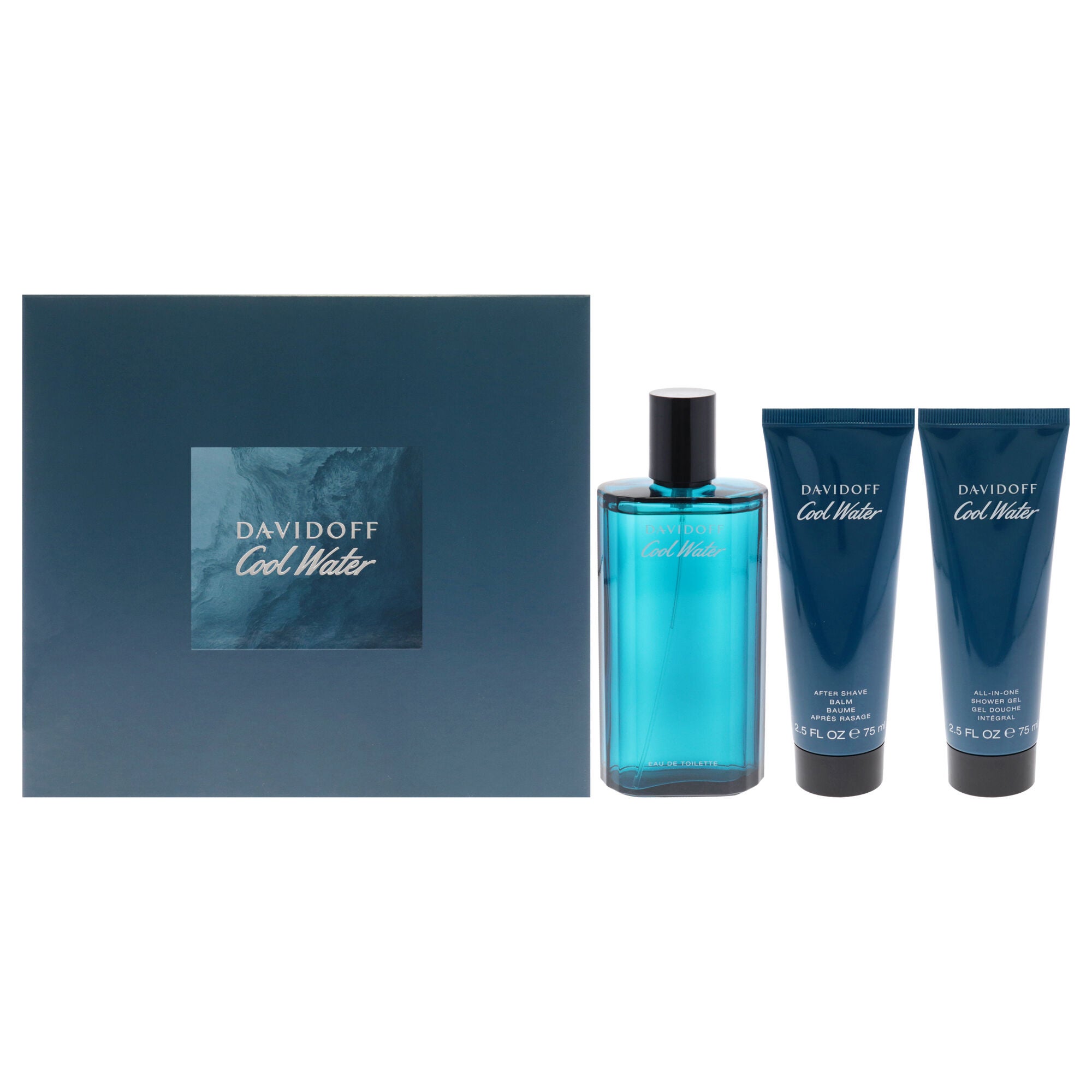 Cool Water by Davidoff for Men - 3 Pc Gift Set 4.2oz EDT Spray, 2.5oz ...