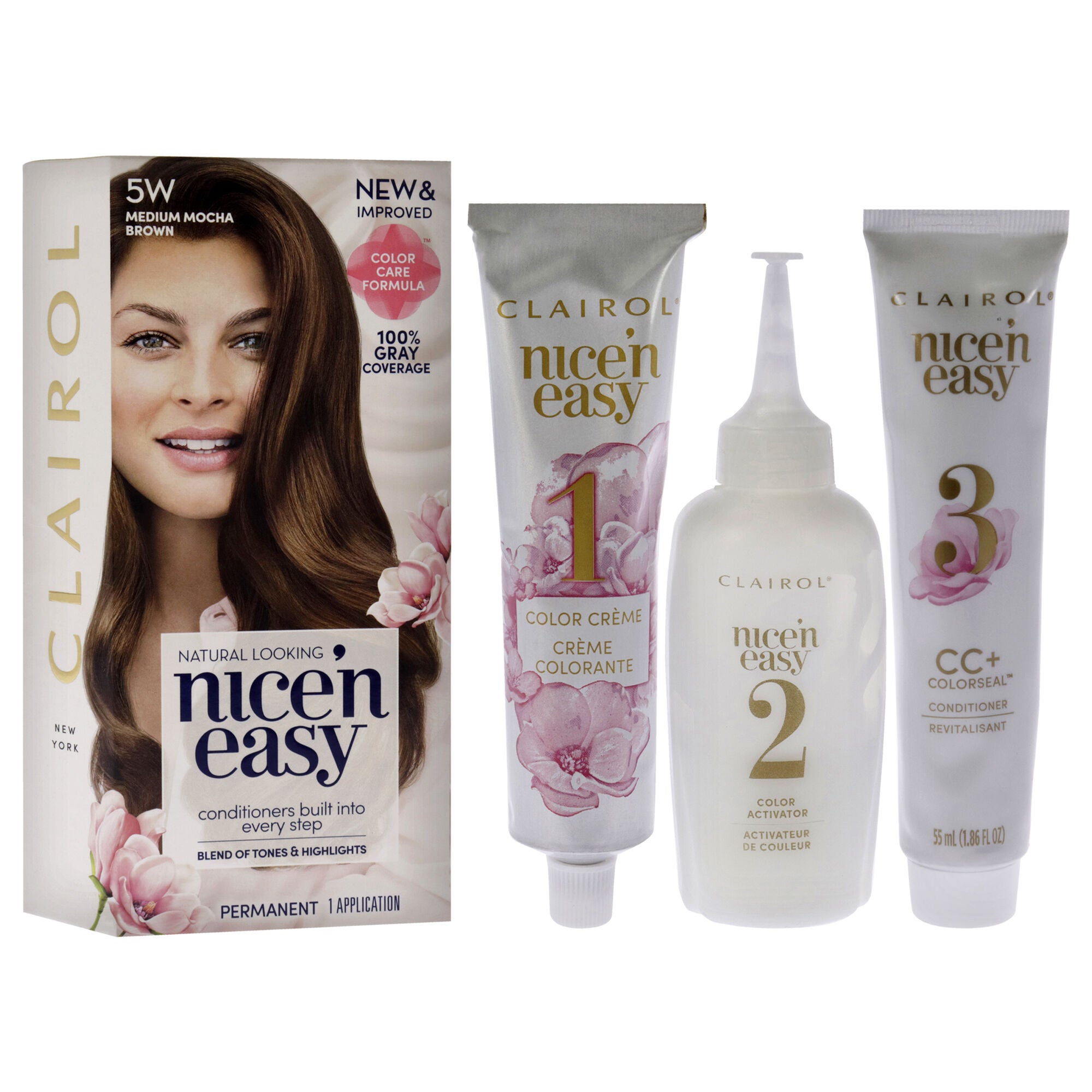 Nice n Easy Permanent Color - 5W Medium Mocha Brown by Clairol for Women - 1 Application Hair ...