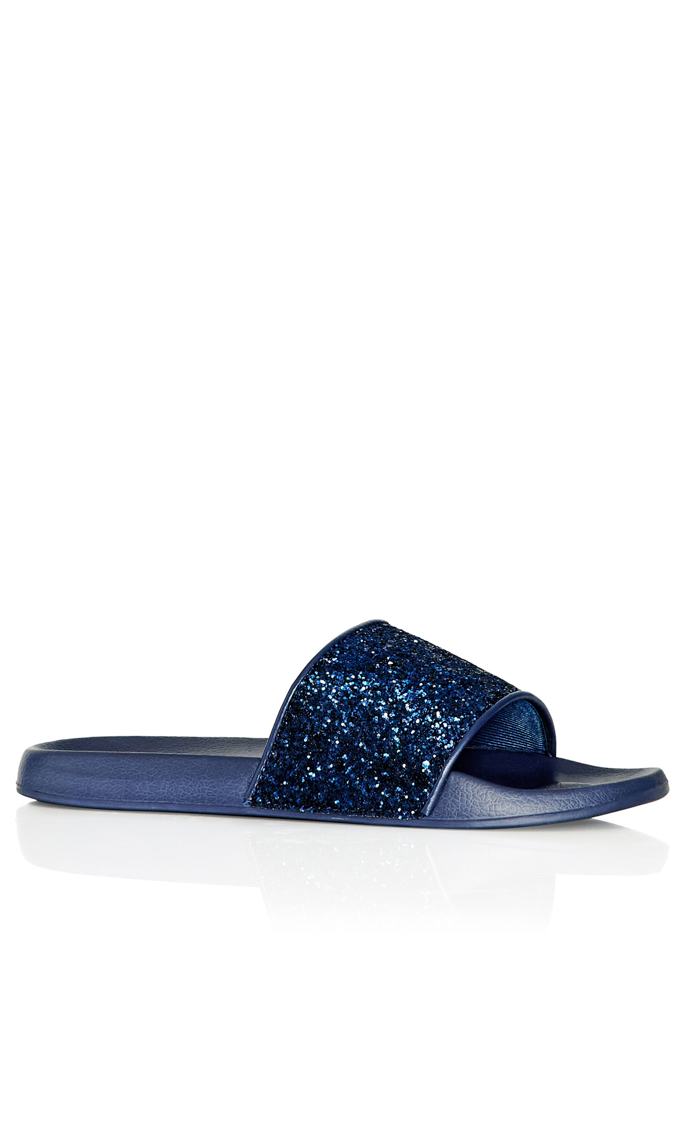 WIDE FIT Sally Sparkle Slide - navy | Catherines
