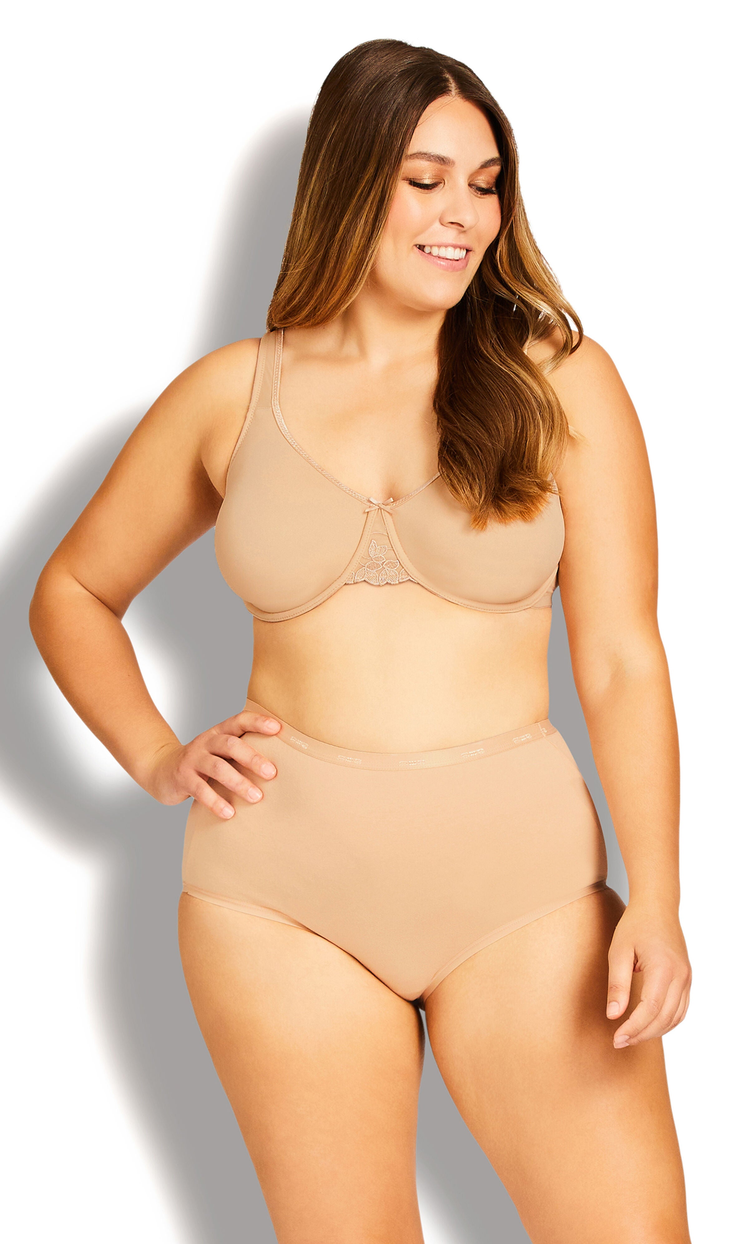 Basic Cotton Full Brief 3 Pack Beige Catherines