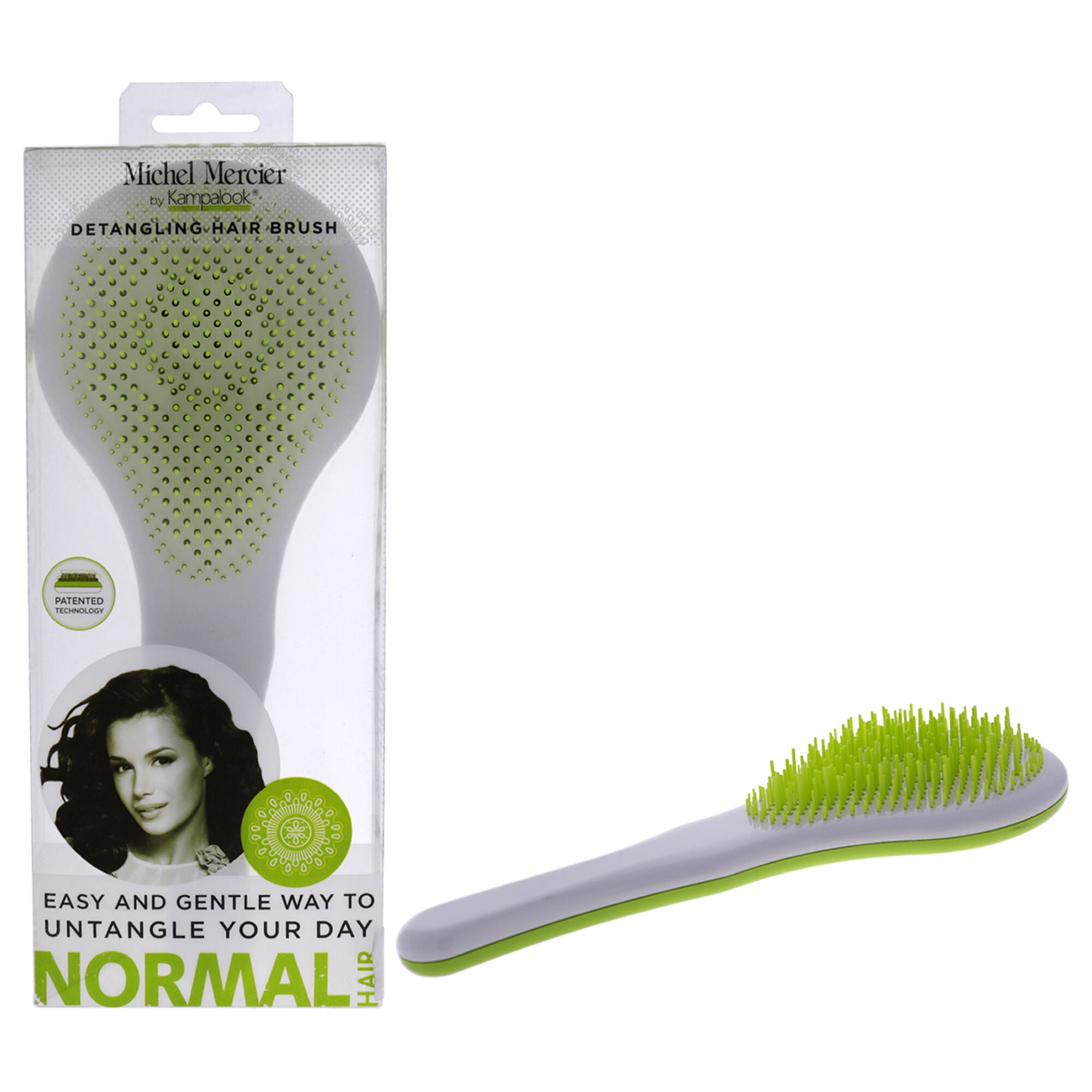 Detangling Paddle Brush Normal Hair - Green-White by Michel Mercier for ...