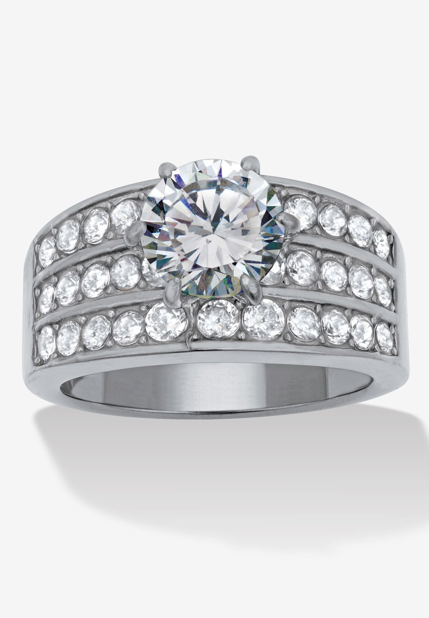 3.18 Tcw Cubic Zirconia Pave Engagement Ring, Silver | Catherines