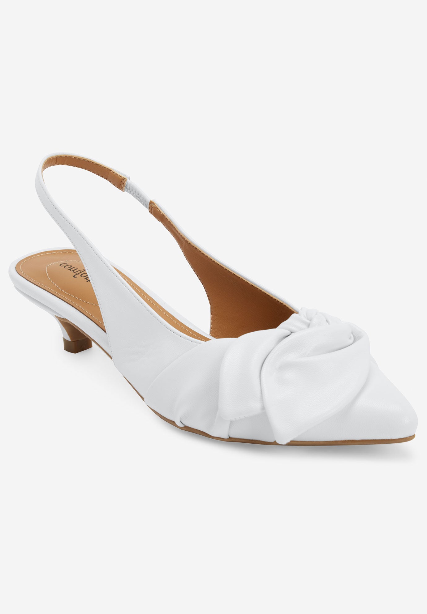 Heeled Slingback Shoes - The Tia Style, White | Catherines