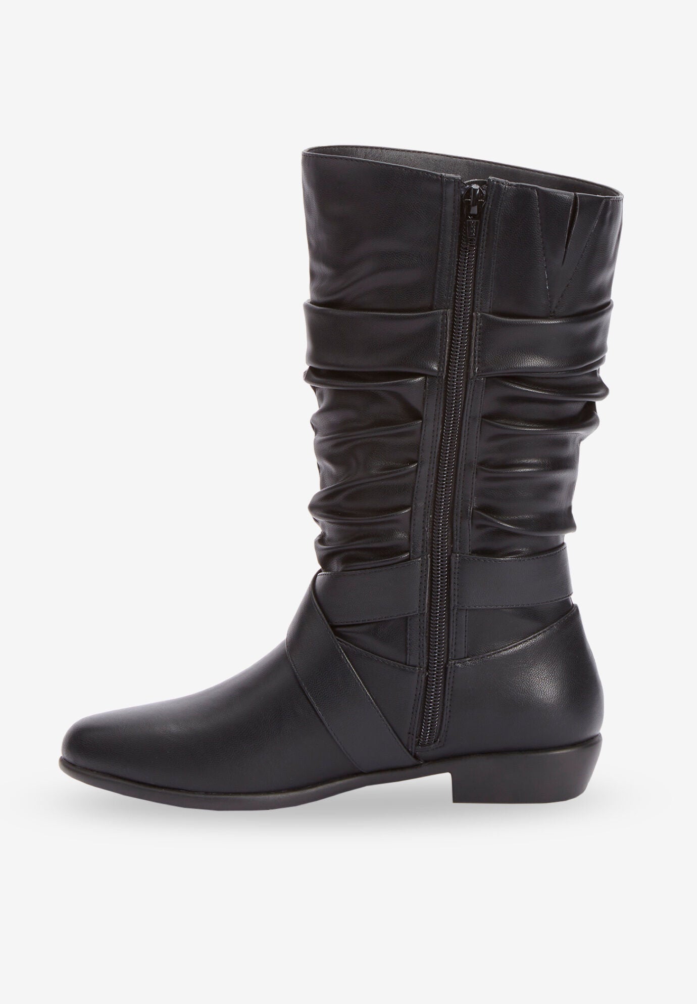 Wide Calf Heather Boot - Faux Leather Favorite, Black | Catherines