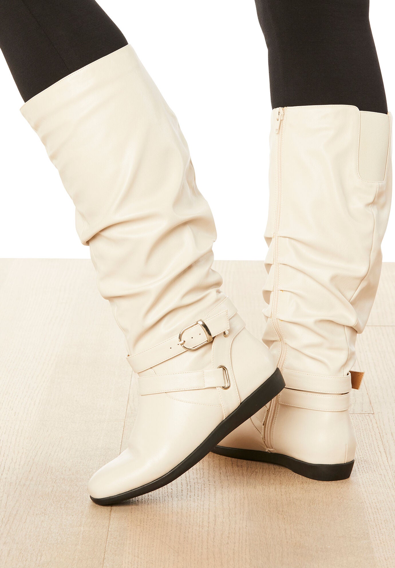 Wide Calf Boot With Scrunch Shaft - Arya, Black | Catherines