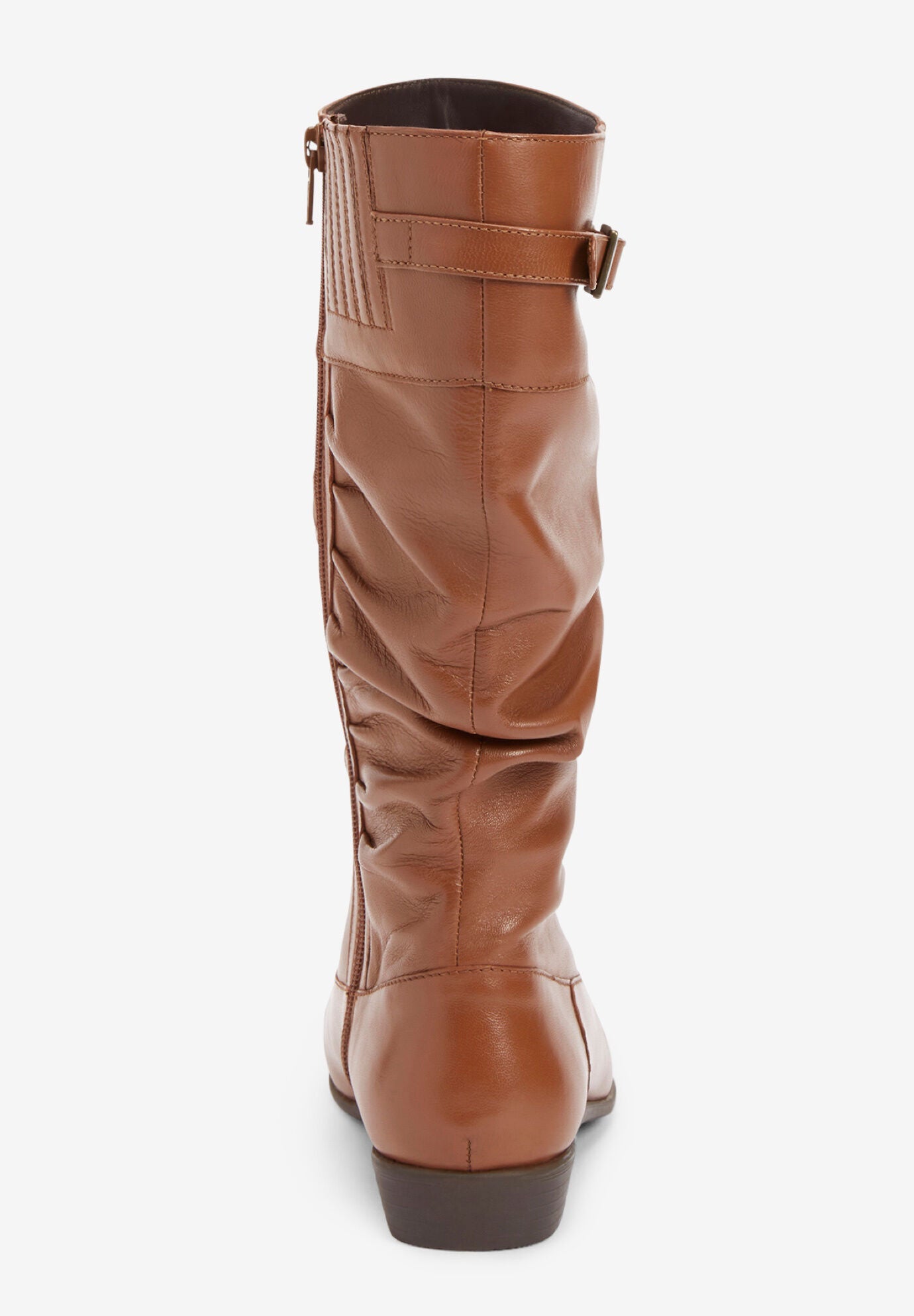 Monica Leather Wide Calf Tall Boot, Dark Cognac | Catherines