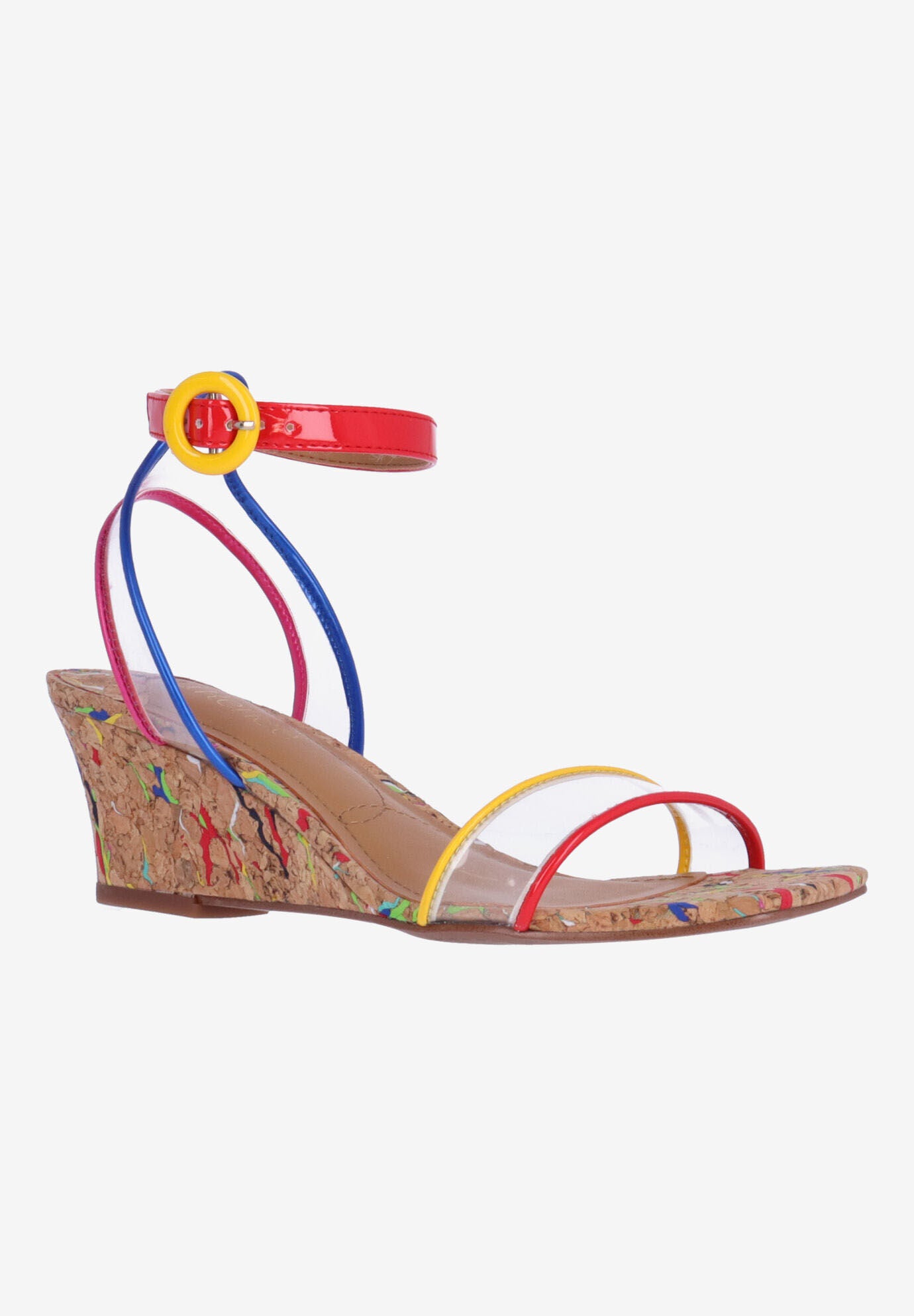 Summer Sandals - Lavinia Square Toe Heels, Clear Multi Natural | Catherines