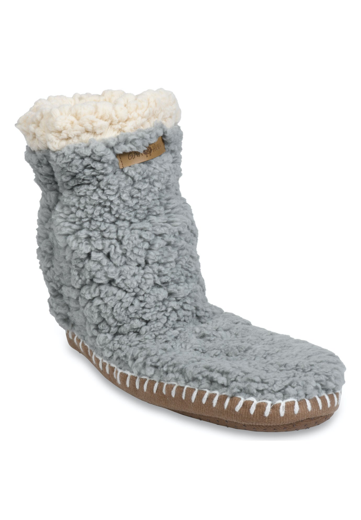 Women's Faux Shearling Moccasin Ballerina Slippers, Grey | Catherines