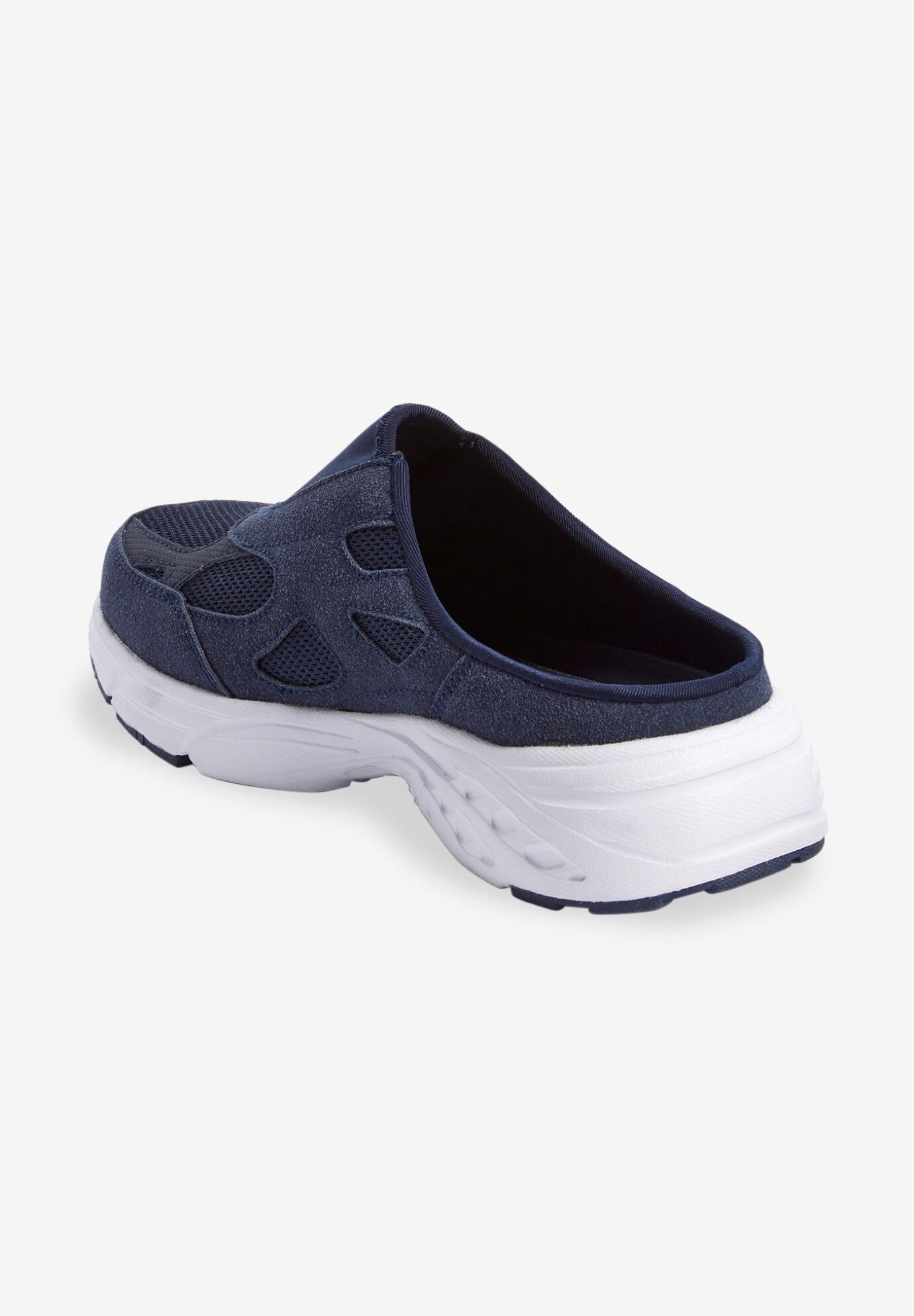 Claude Slip On Sneaker - Leather Suede Walking Shoes, Navy | Catherines