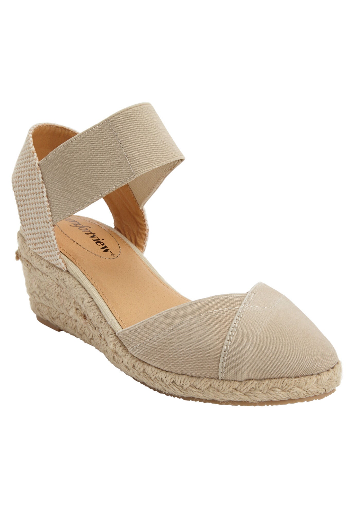 Abra Espadrille - Summer Stretch Wedge Sandal, New Khaki | Catherines