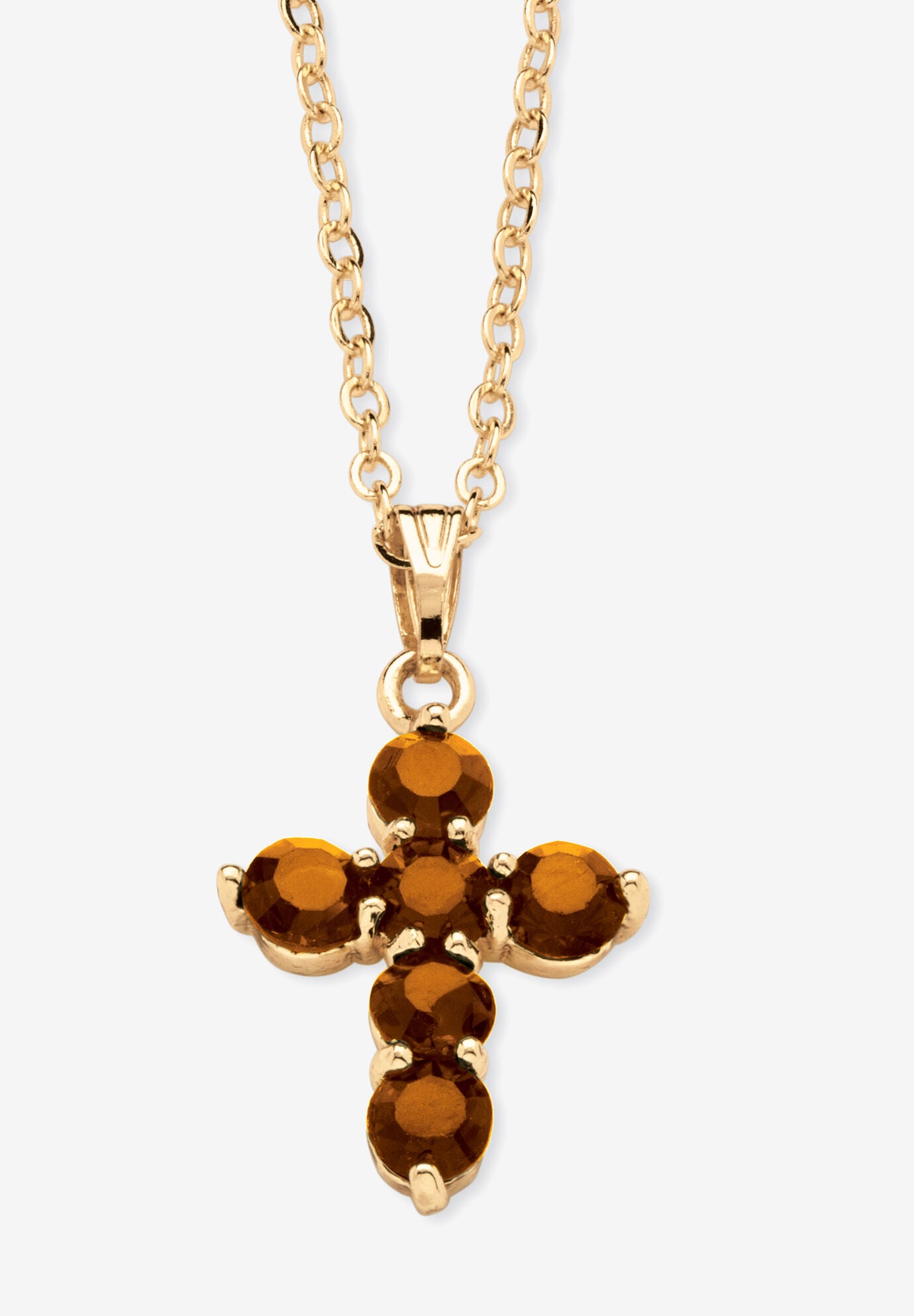 Birthstone Goldtone Cross Pendant Necklace, November | Catherines