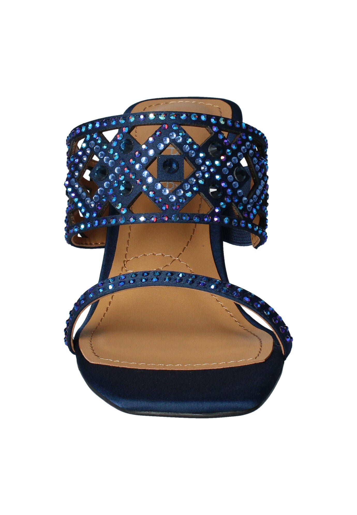 Vardana Sandal with Rhinestones - Dressy 3" Heel, Navy | Catherines