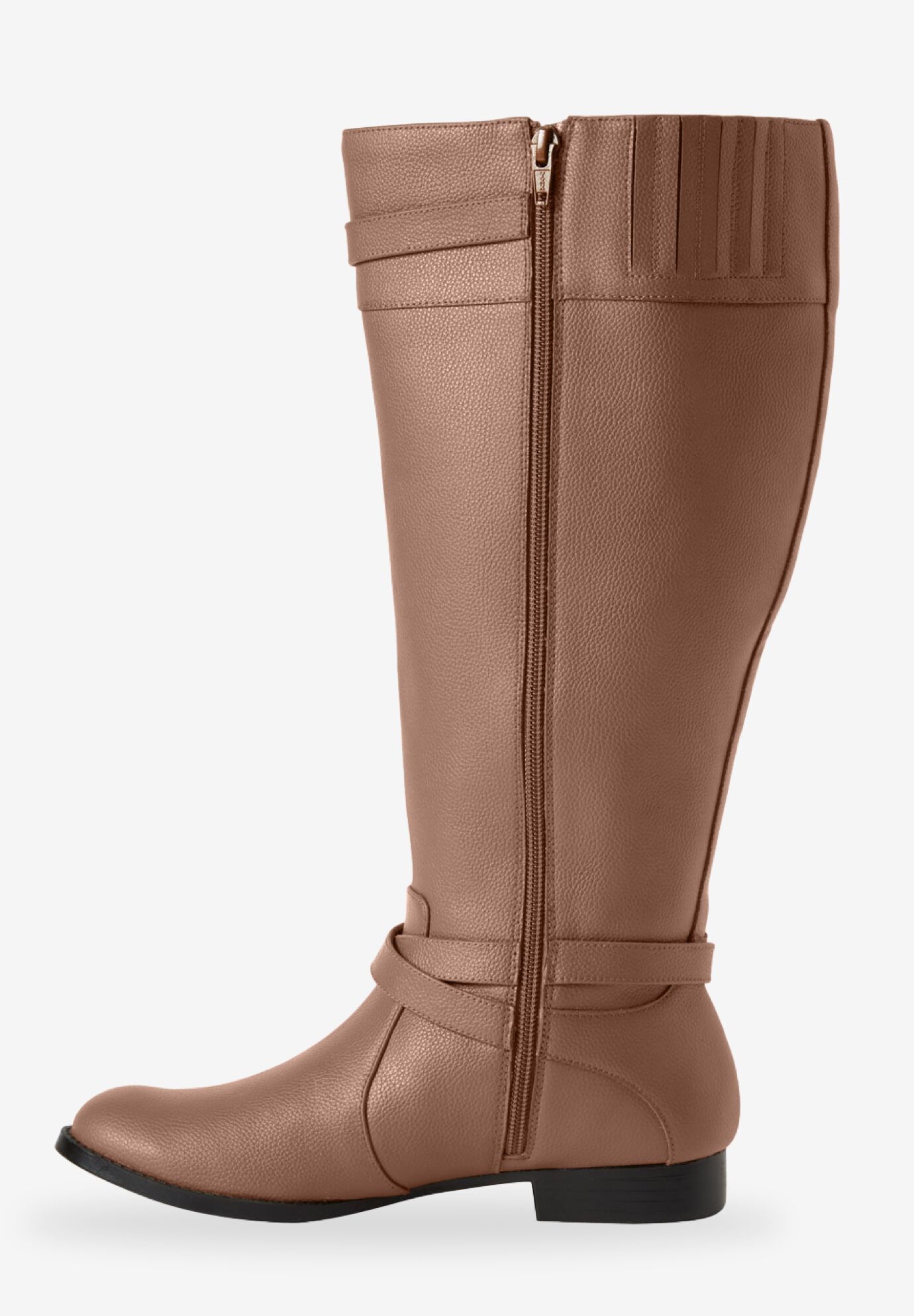 Janis Wide Calf Leather Boot - Fall Style, Dark Brown | Catherines