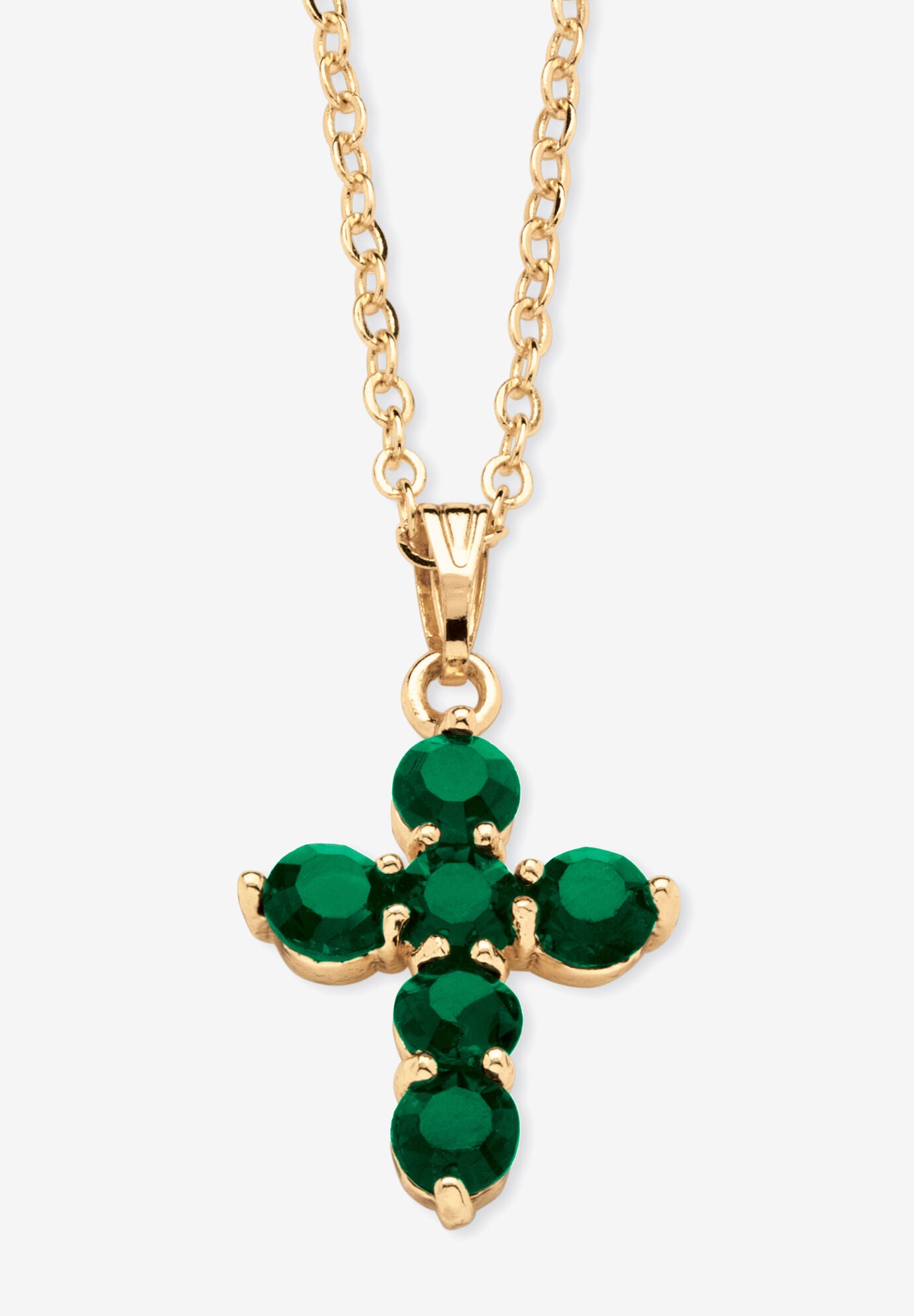 Birthstone Goldtone Cross Pendant Necklace, May | Catherines