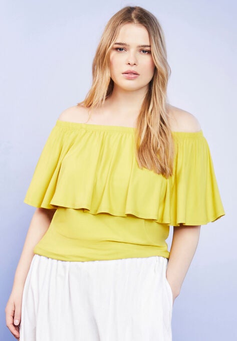 Off-The-Shoulder Ruffle Top | Catherines