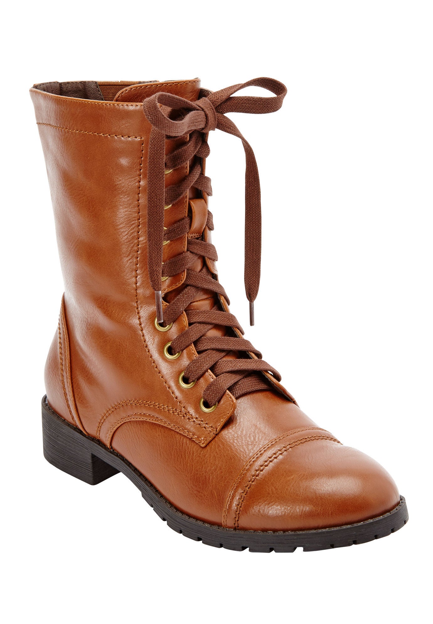 Britta Boot - Leather Zip-Up, Padded Insole, Cognac | Catherines