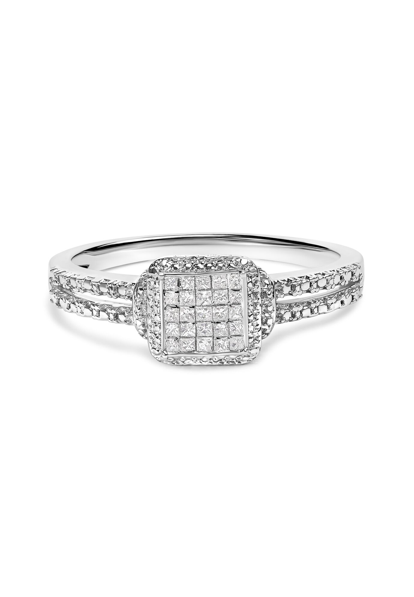 Sterling Silver Princess-Cut Diamond Ring 1/4 Cttw, Silver | Catherines