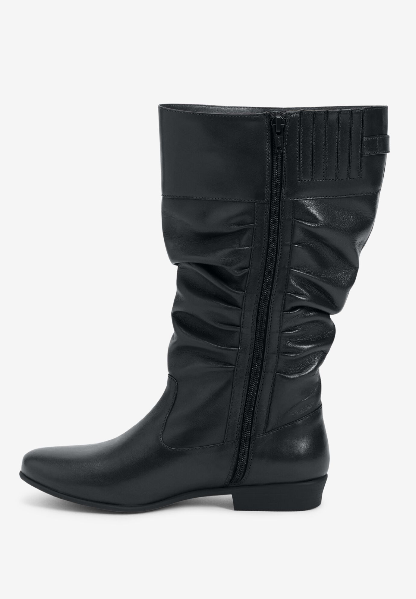 Monica Leather Wide Calf Tall Boot, Black | Catherines