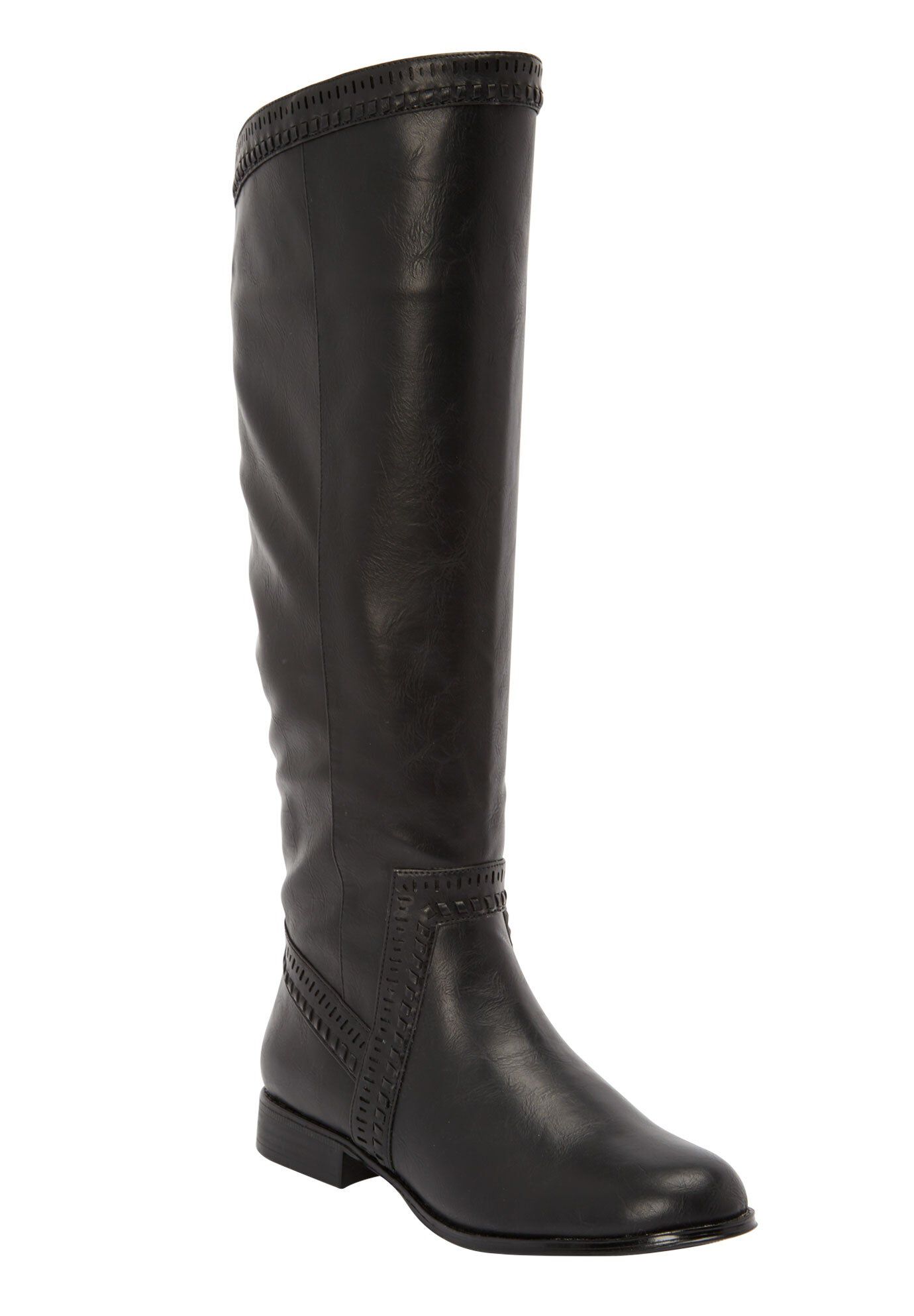 Wide Calf Malina Boot - Leather-like Style, Black | Catherines