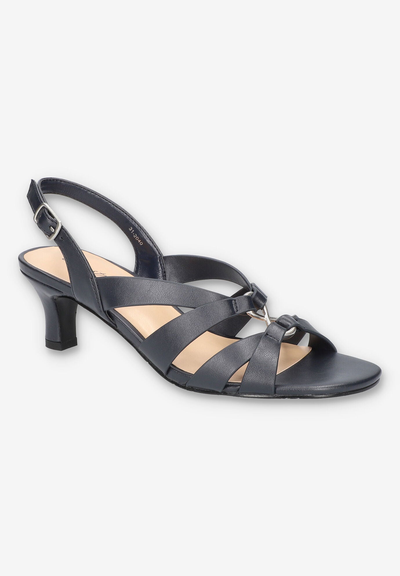 Zazie Strappy Sandal with Ornamentation, Navy | Catherines
