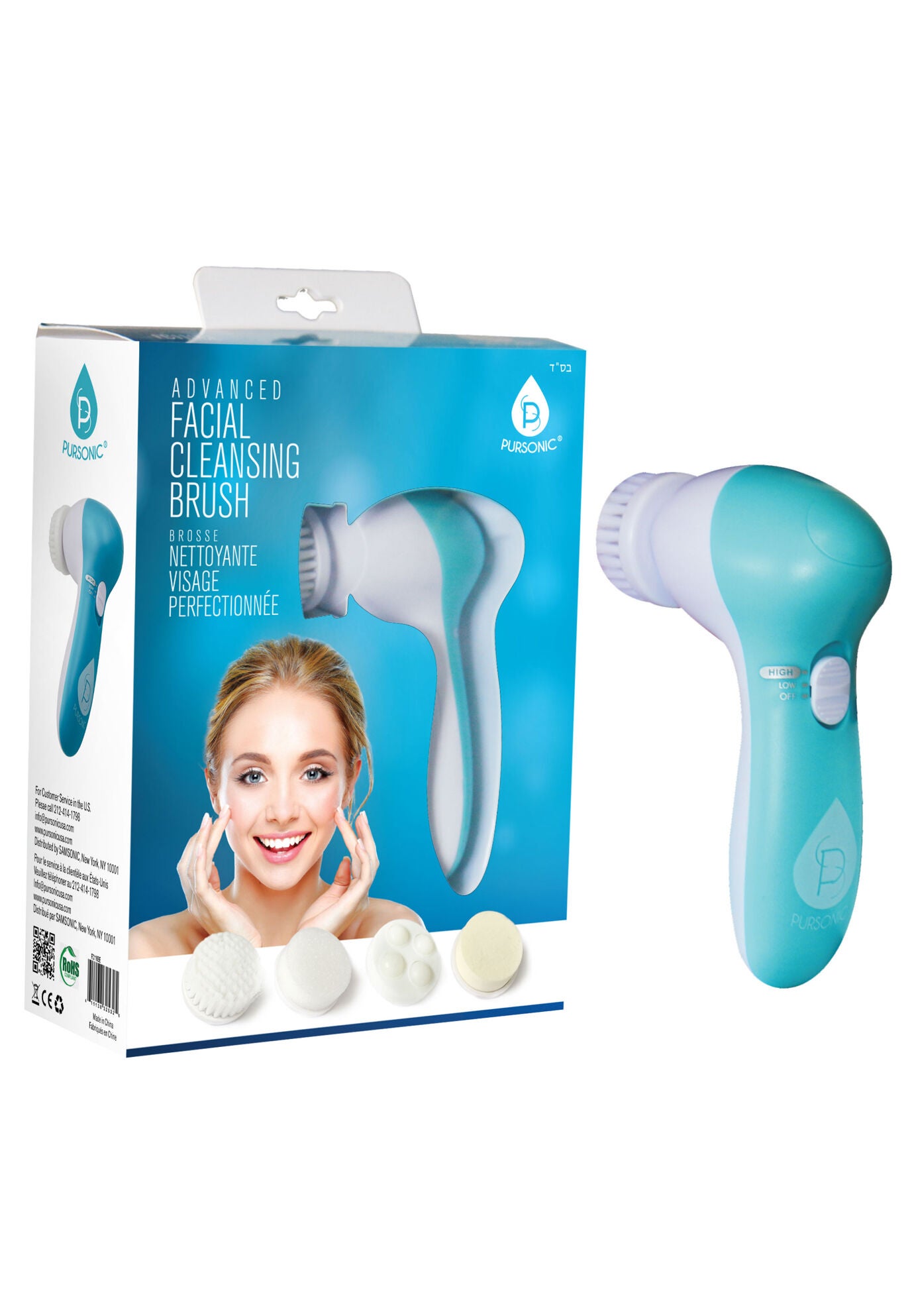 Facial Cleaner w/ 5 Attachments - Deep Cleanser, Blue | Catherines